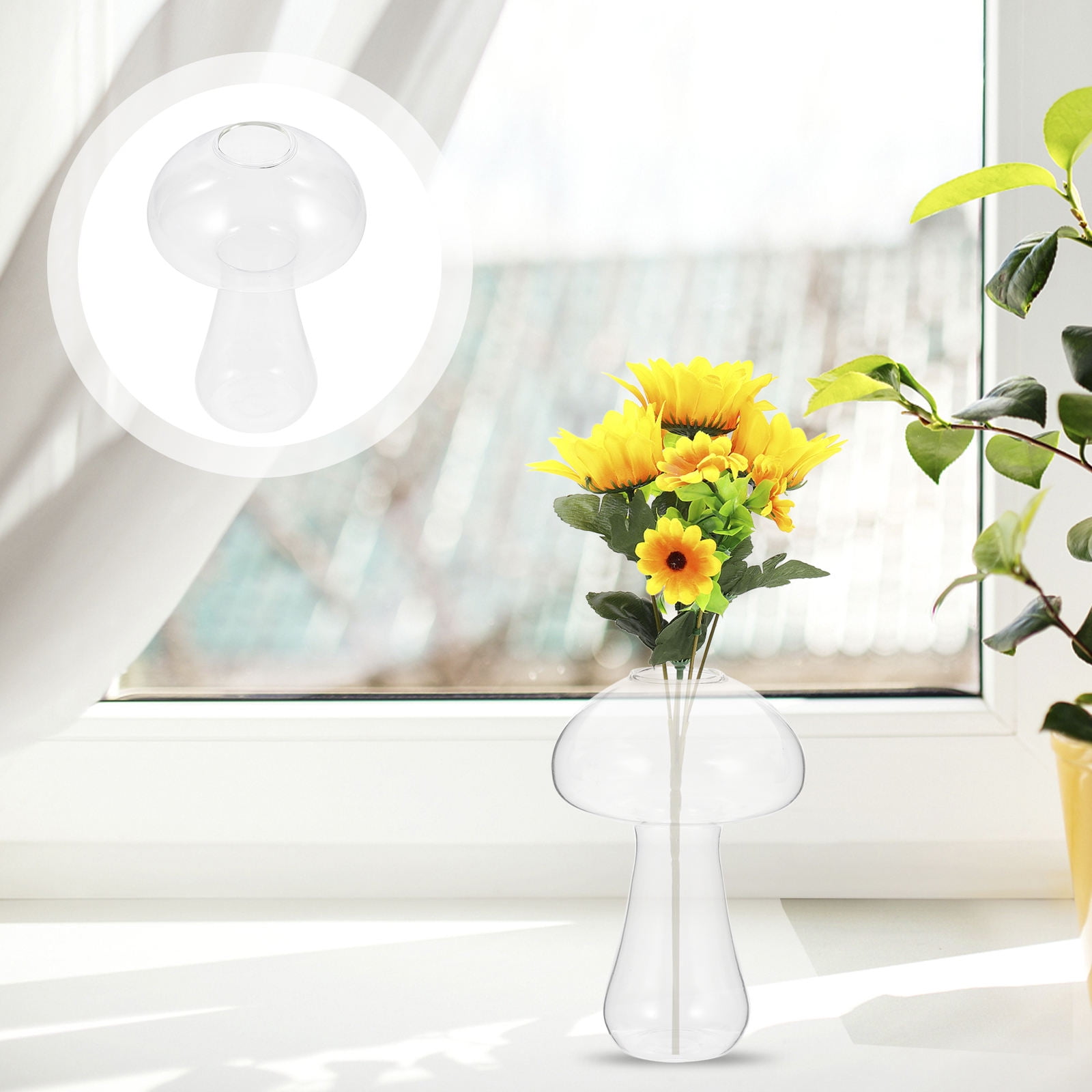 HEMOTON Glass Planter Bulb Vase Decorative Mushroom Vases Terrarium ...