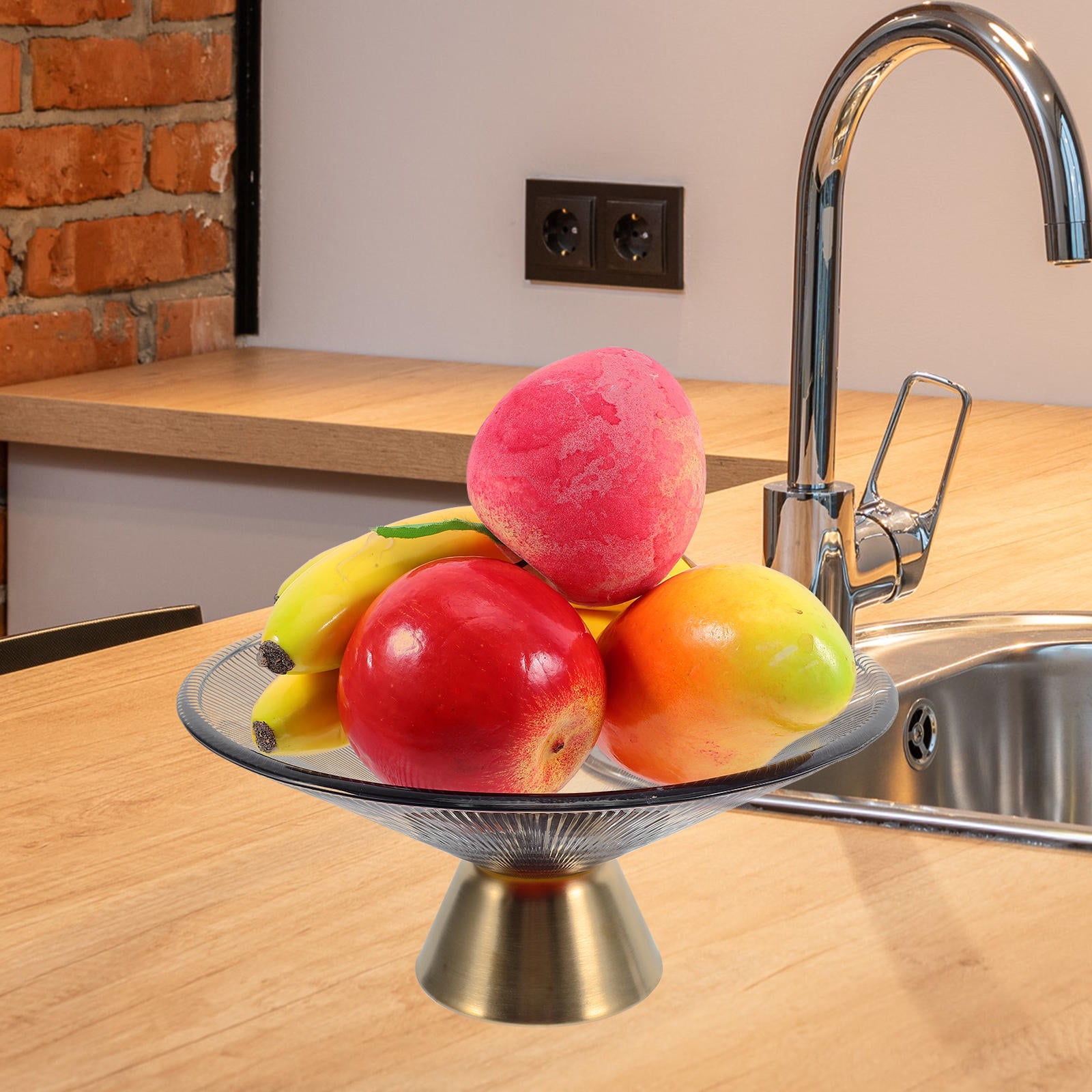 HEMOTON Glass Tall Fruit Bowl Multi-purpose Fruit Storage Dish Tall ...