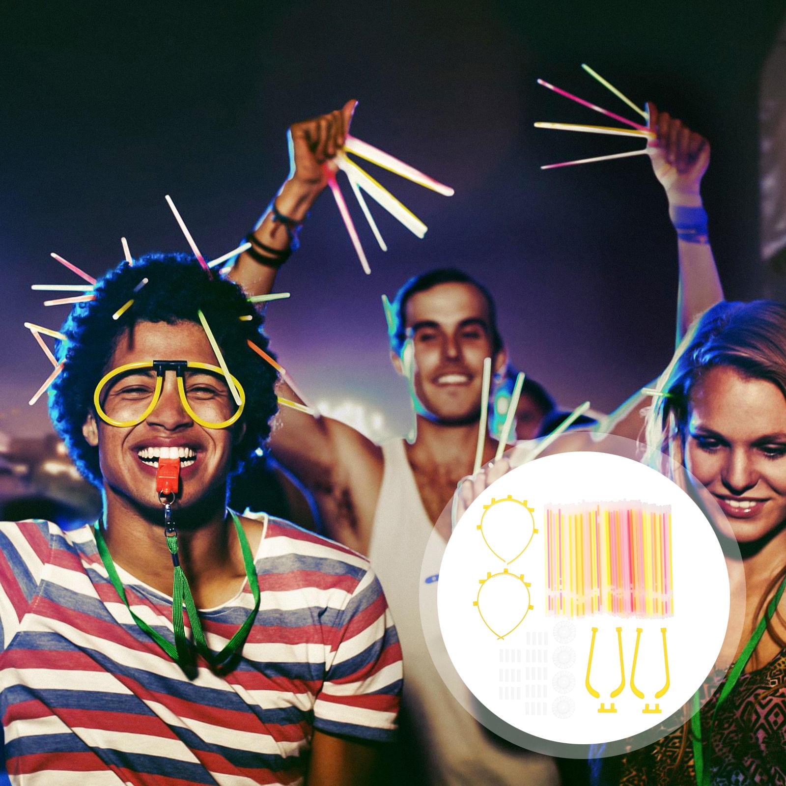 HEMOTON Glow Sticks for Party Use Assorted Color Plastic Glowing Props ...