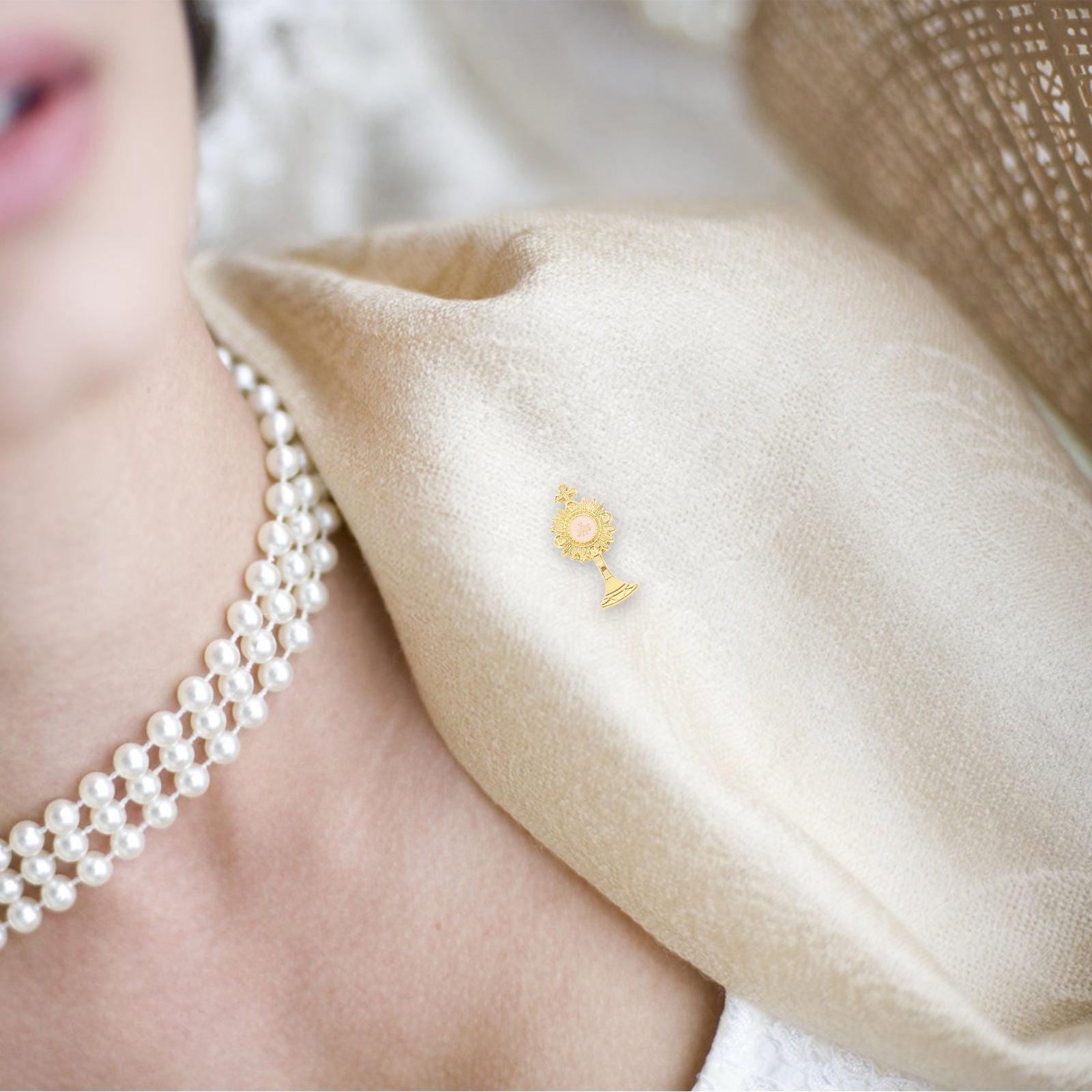 HEMOTON Golden Chalice Cross Lapel Pin for First Communion Catholic ...