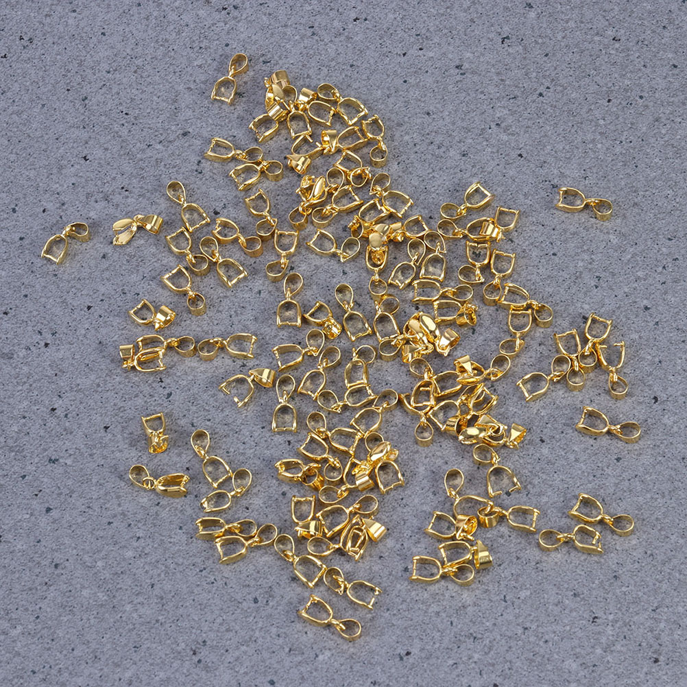 HEMOTON Golden Copper Pinch Clip Bead Connector for Necklace Bracelet ...