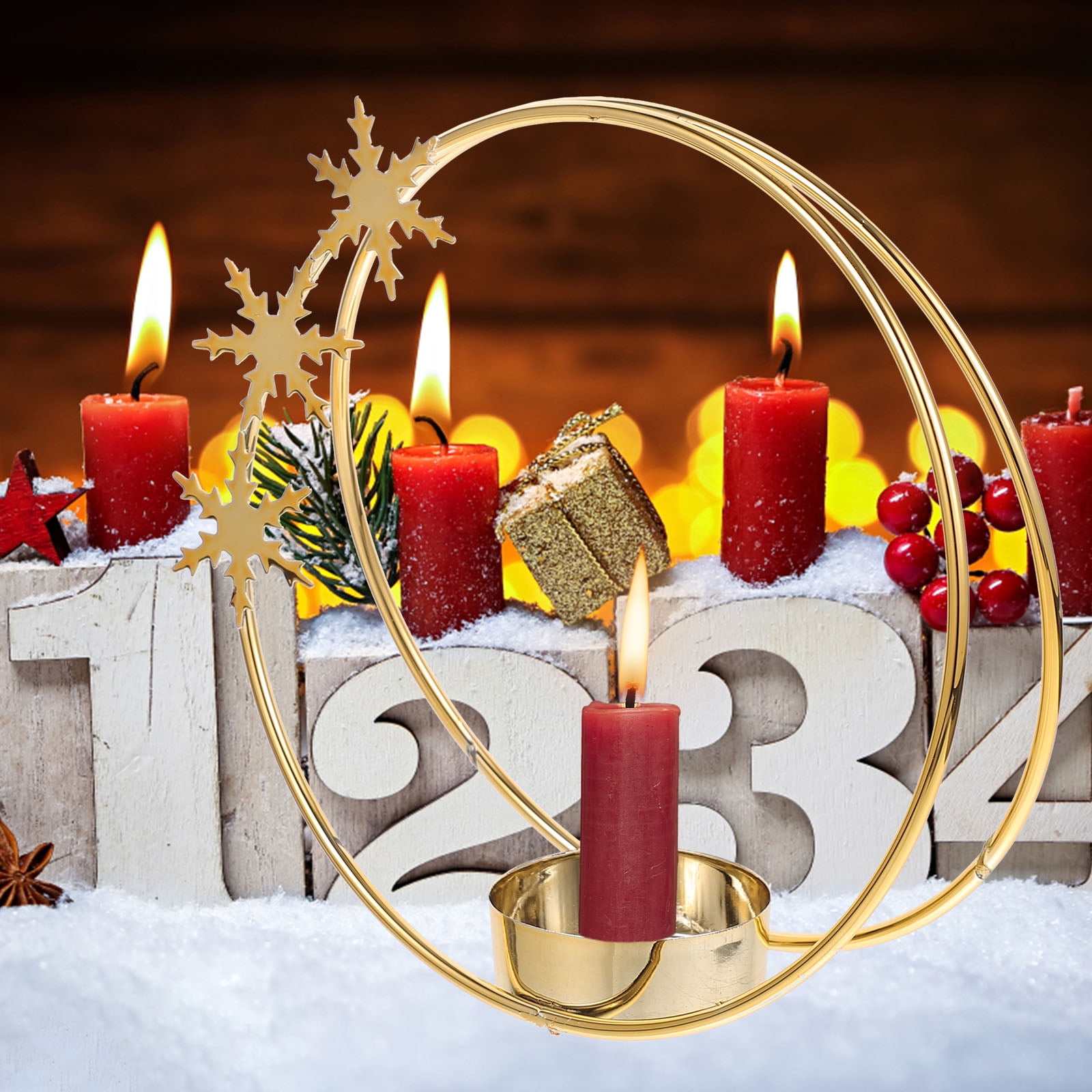 HEMOTON Golden Iron Tealight Candle Holder for Decor with Vintage ...