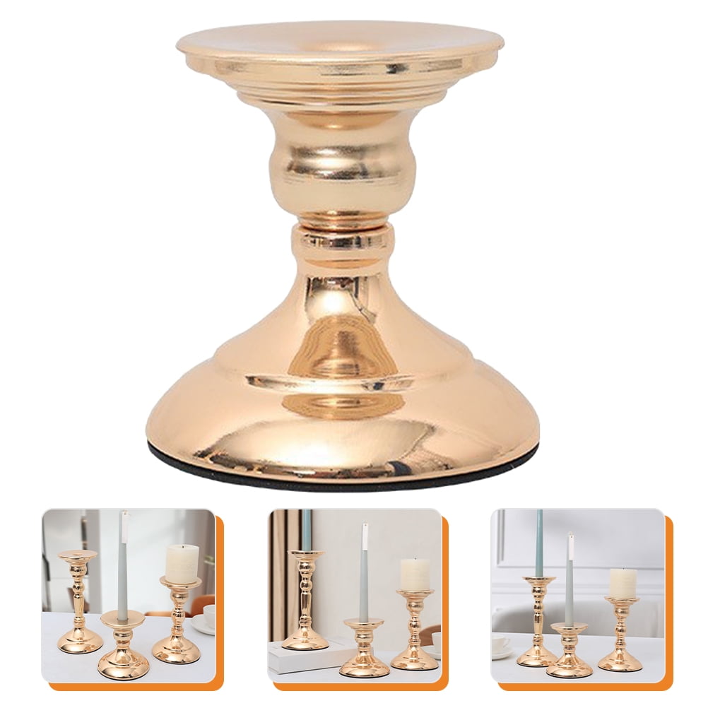 EXHUMKY Golden Metal Candle Holder for Table Stable and Elegant Design ...