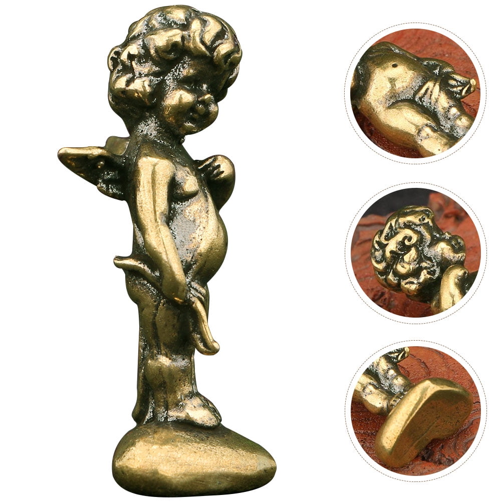 HEMOTON Golden Mini Brass Cupid Figurine Vintage Craft for Home Office ...