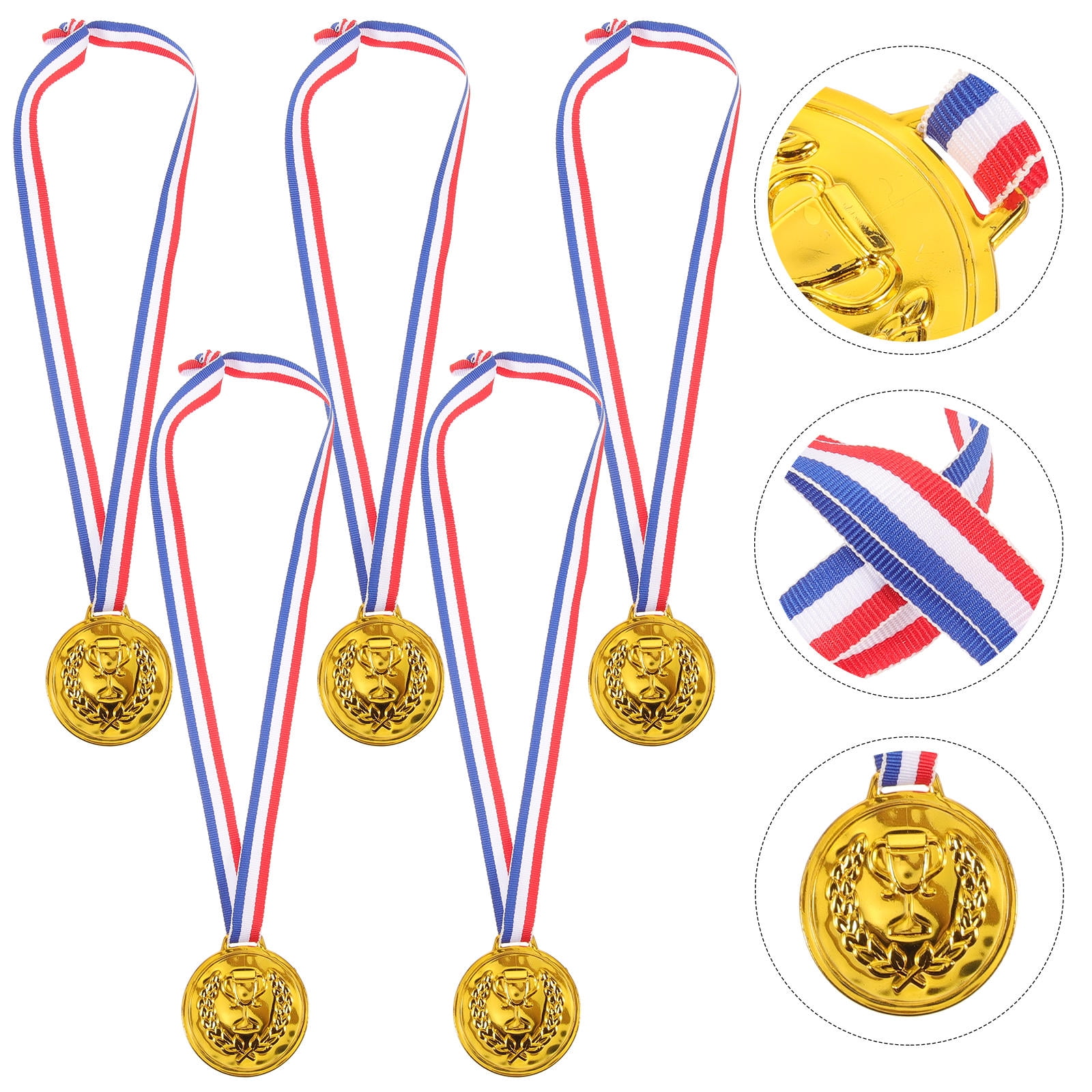 HEMOTON Golden Plastic Sports Medals for Decor with Lanyard Compact ...