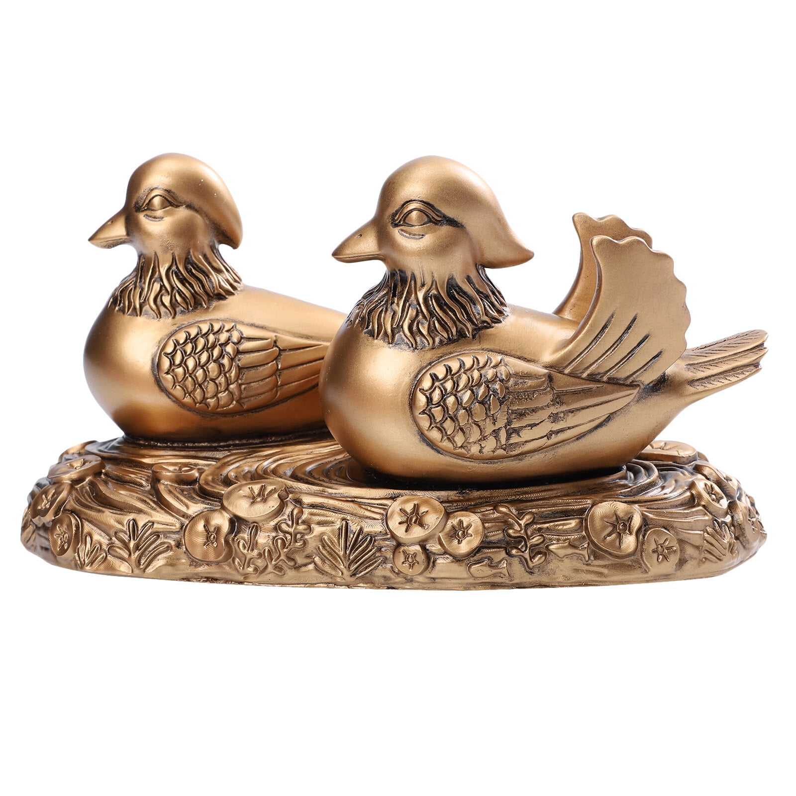 UPGRATOR Golden Resin Duck Figurine for Decor Creative Love Birds ...