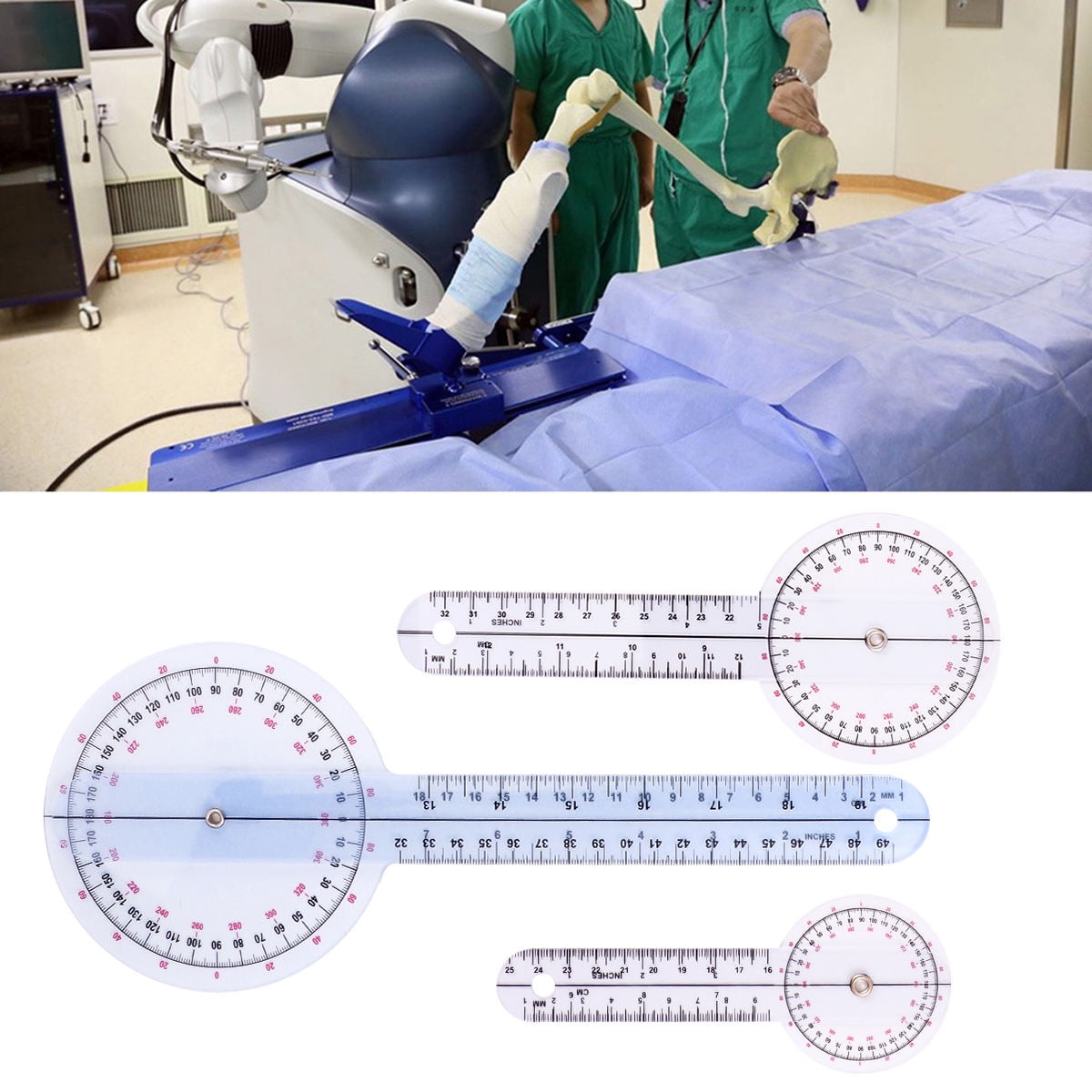 HEMOTON Goniometer Set with 360 Degree Protractor Rulers Made of ...