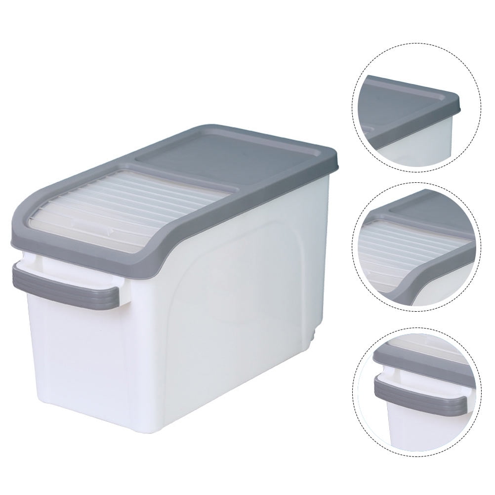 HEMOTON Grey Sealed Rice Bucket Plastic Storage Container for Grains ...