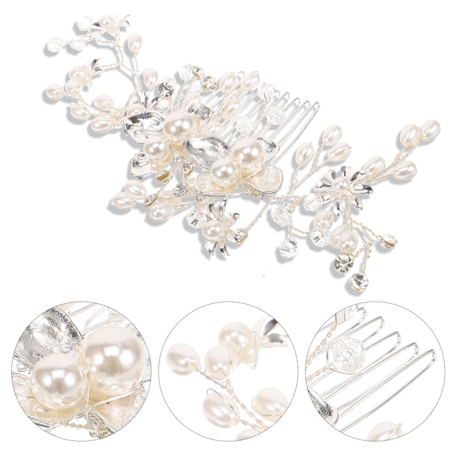 Hytrove Hair Combs for Wedding Silver Pearl Bridal Headwear 1Pack 5.3x2 ...