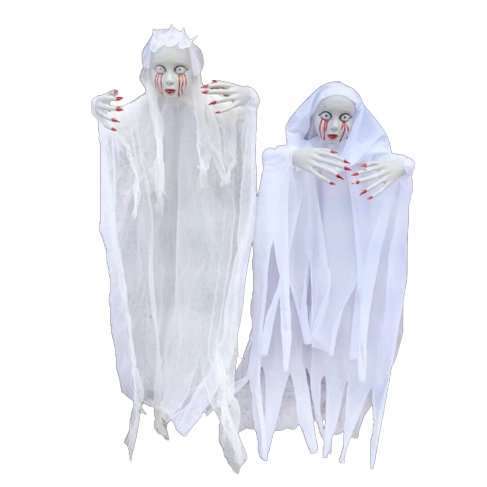 HEMOTON Halloween Ghost Animated Hanging Scary All White Ghost Prop ...