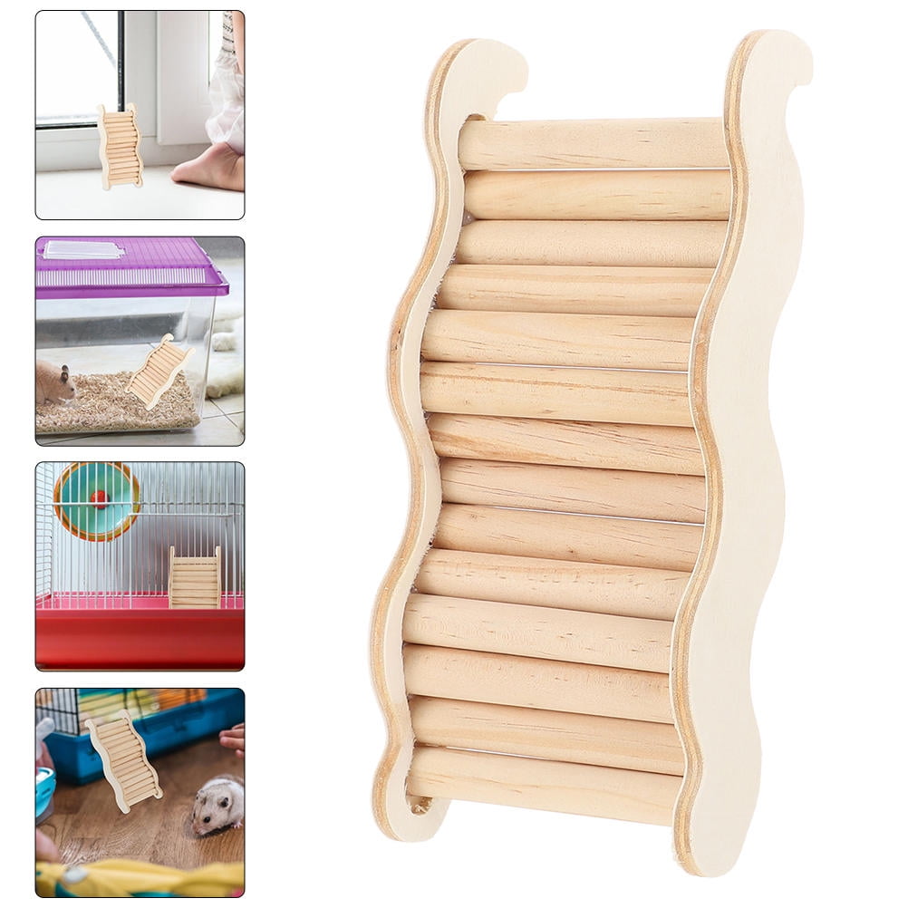 HEMOTON Hamster Climbing Ladder Wood Hamster Ladder Hamster Cage Toy ...