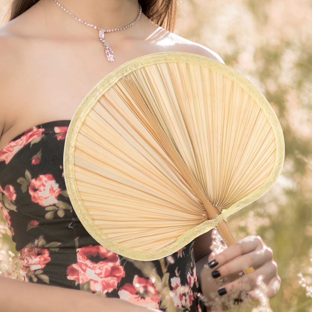 HEMOTON Hand Woven Fan for Summer Use Lightweight Banana Leaf and Wood ...