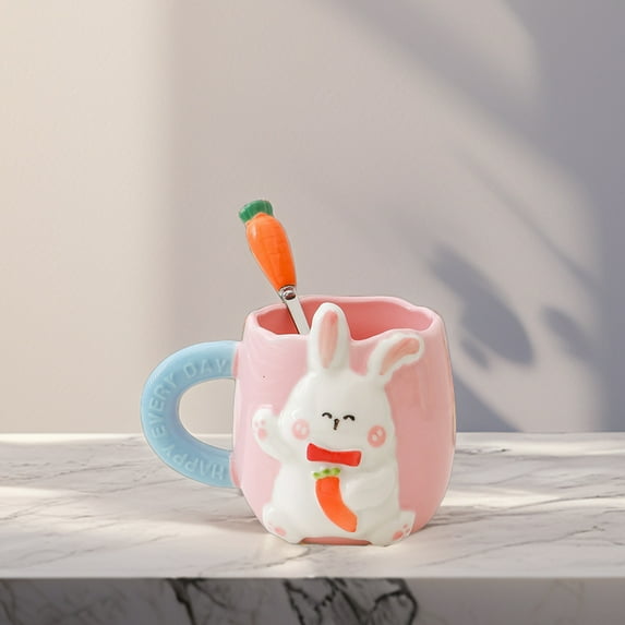 HEMOTON Handmade Cute Cup Cartoon Rabbit Animal Birthday Mug Travel ...