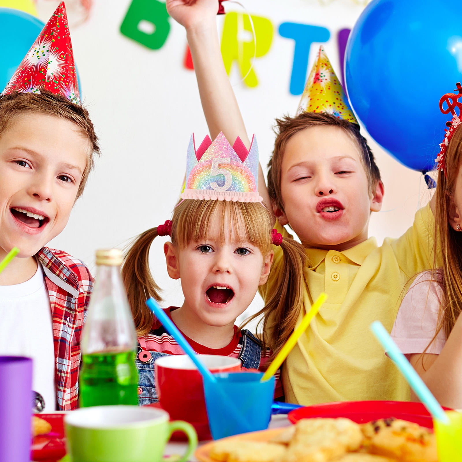HEMOTON Happy Birthday Crown for Kids Headband Rainbow Party Number ...