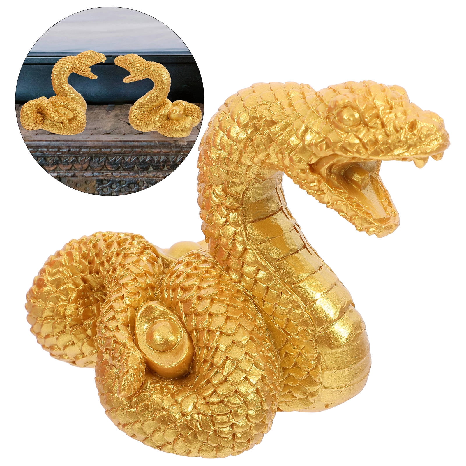 HEMOTON Hemoton Chinese Style Resin Snake Figurine 1 Set Resin Snake Decor Crafts for Chinese ...