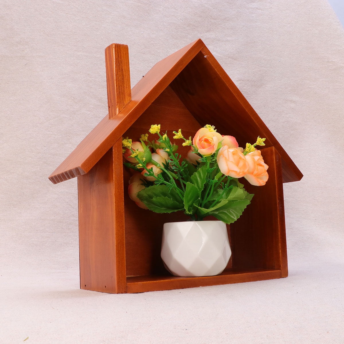 HEMOTON House Shaped Box Display Box: Wooden House Shelf Wall Storage ...