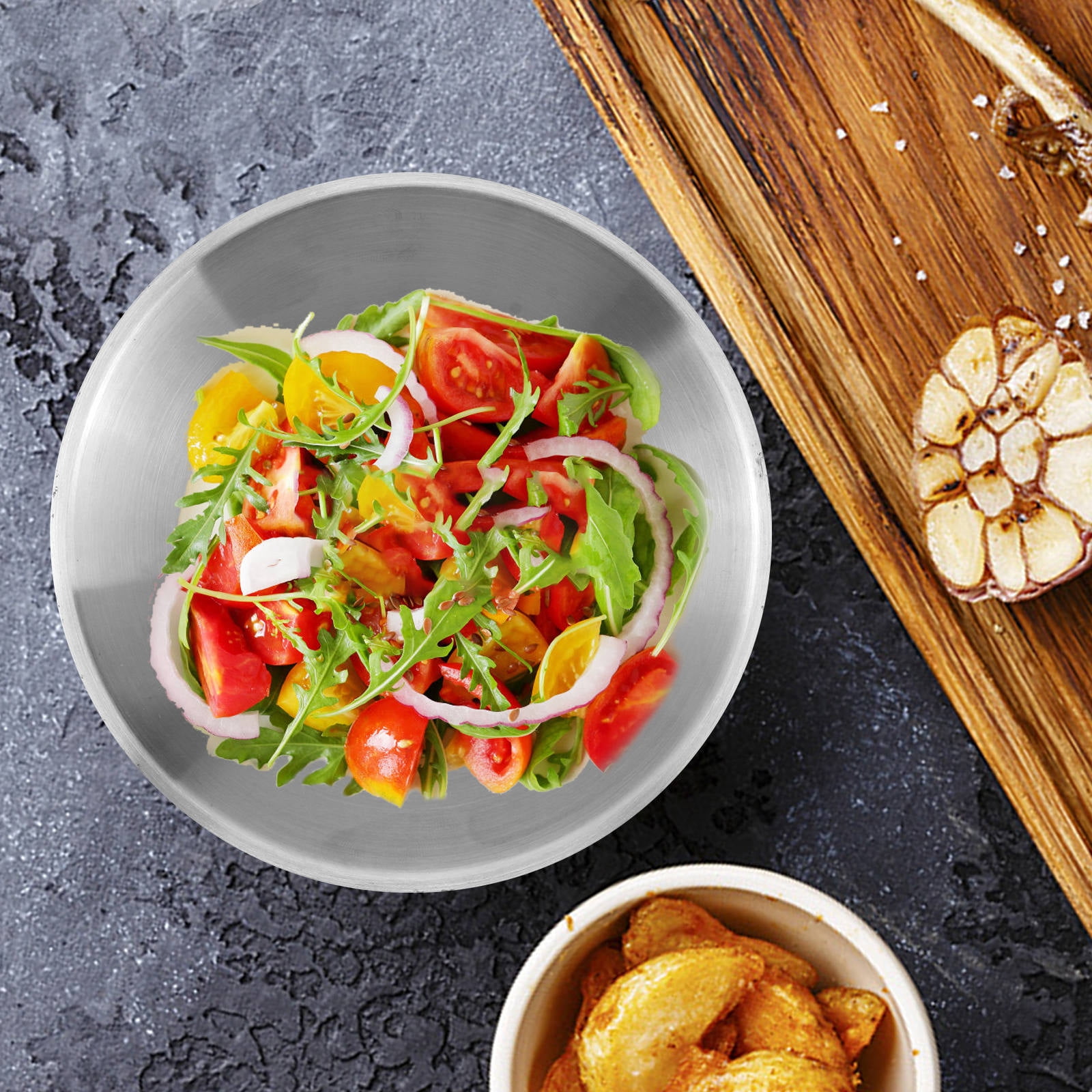 SOPOTUTU Metal Serving Bowl Stainless Steel Salad Bowl Kit Home Use ...