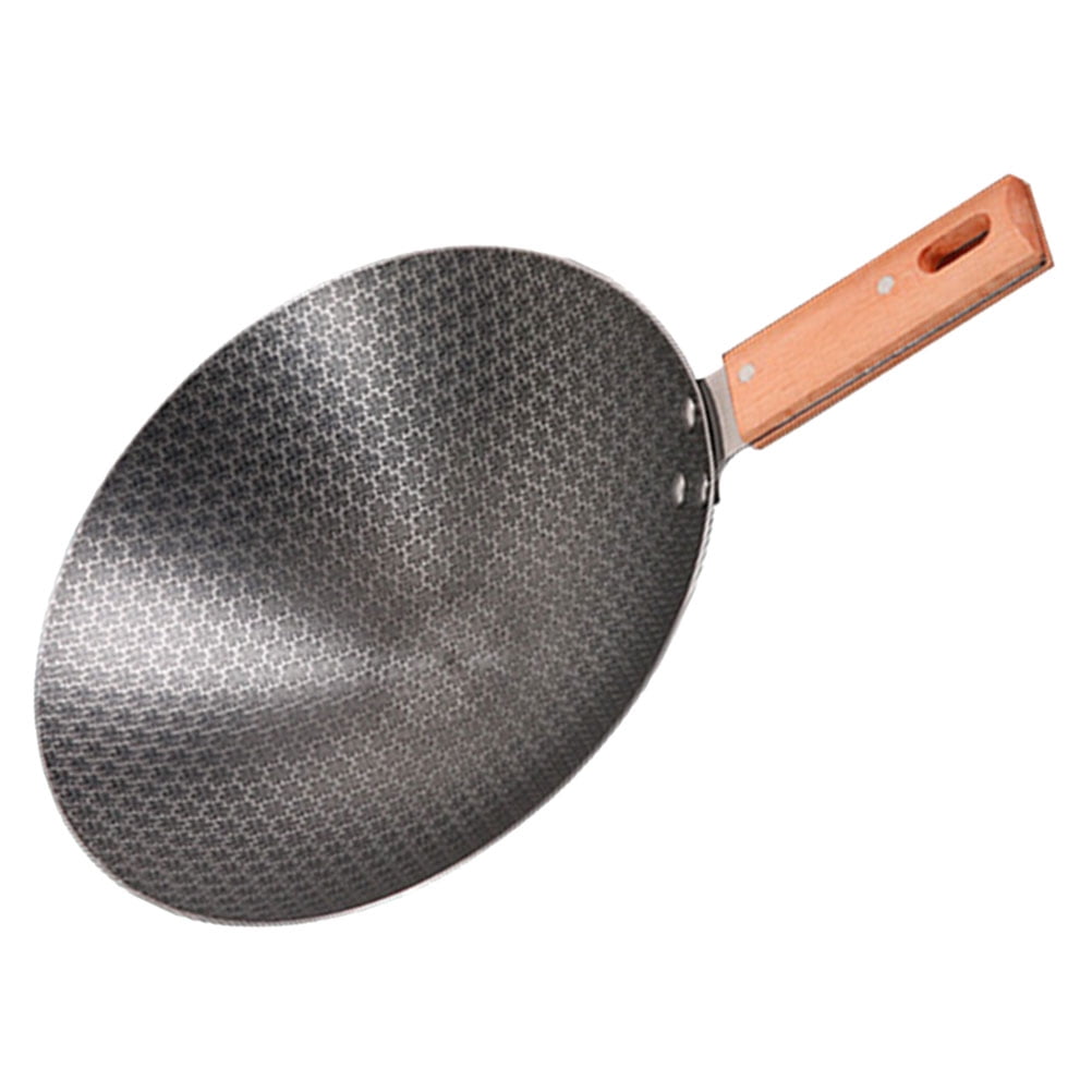 HEMOTON Iron Wok Pan for Gas Stove Small Wok Frying Pan Grey Color for ...
