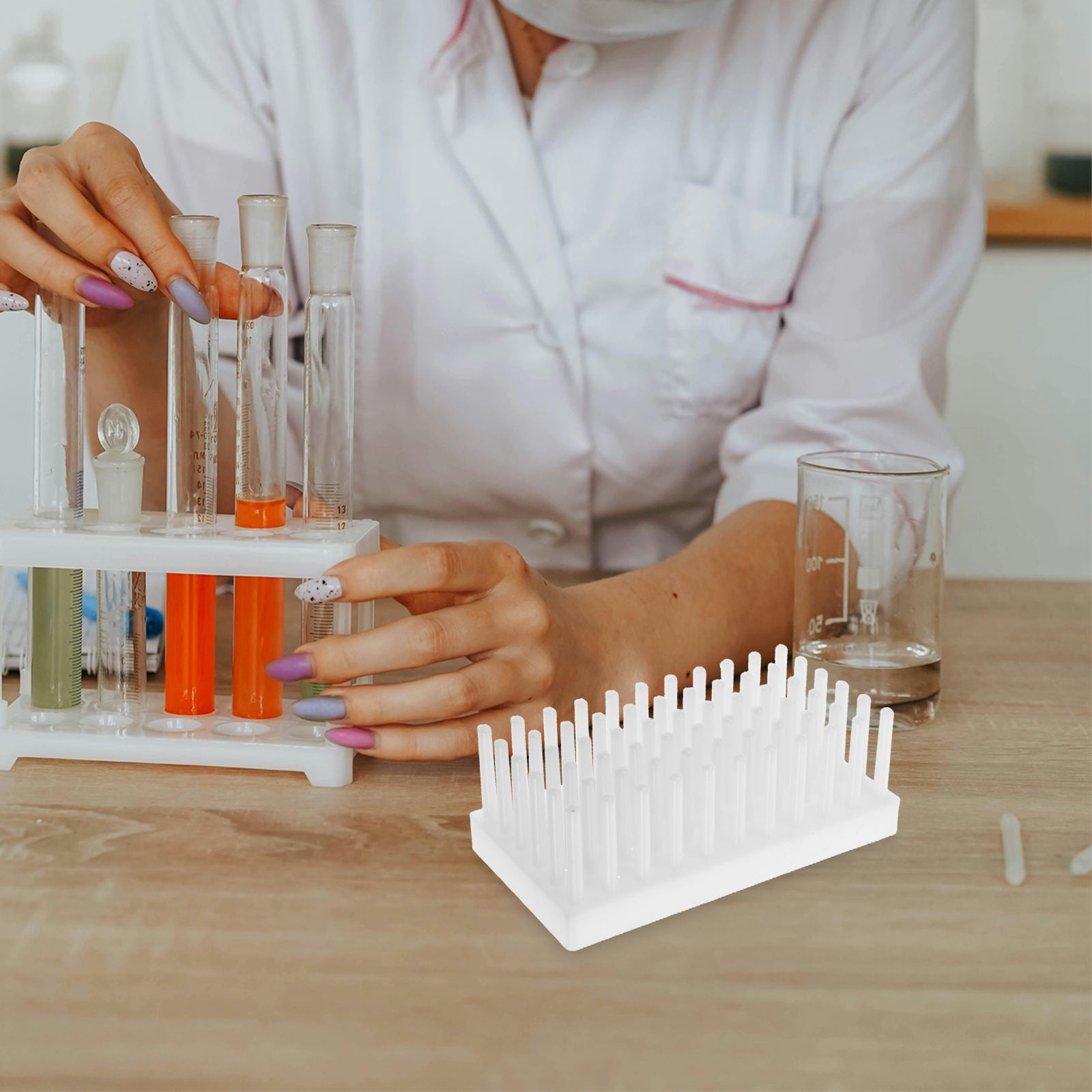 RENACLIPY Plastic Test Tube Rack White Drying Laboratory Use 1Set ...