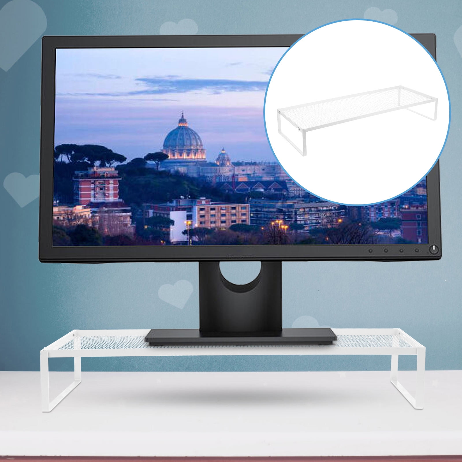 HEMOTON Laptop Monitor Stand with Heightened Computer Shelf for Office ...