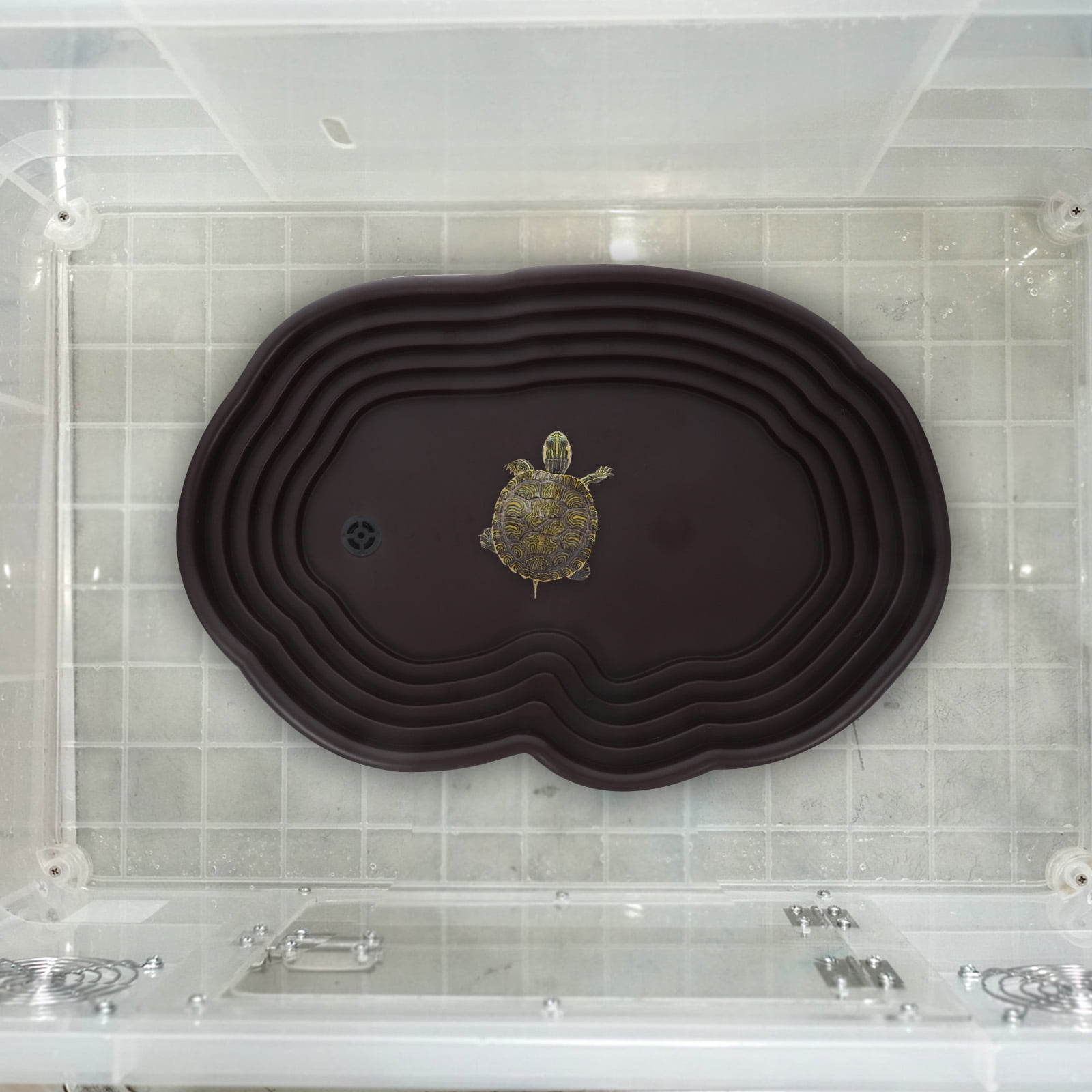 HEMOTON Large Reptile Bathing Pool With Ramp Turtle Water Bowl Reptile ...