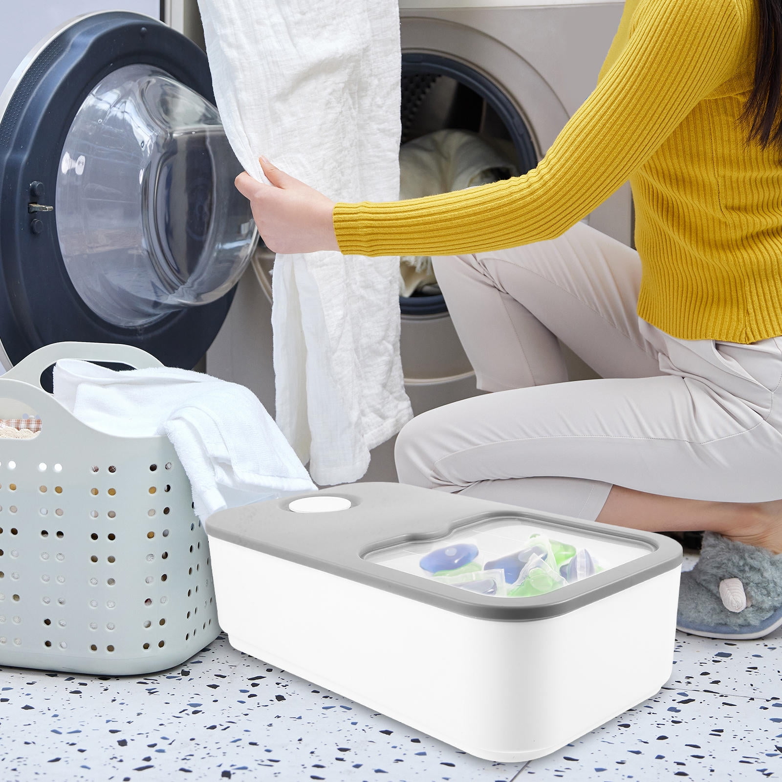 HEMOTON Laundry Detergent Rack with Sliding Lid for Home Use Durable ...