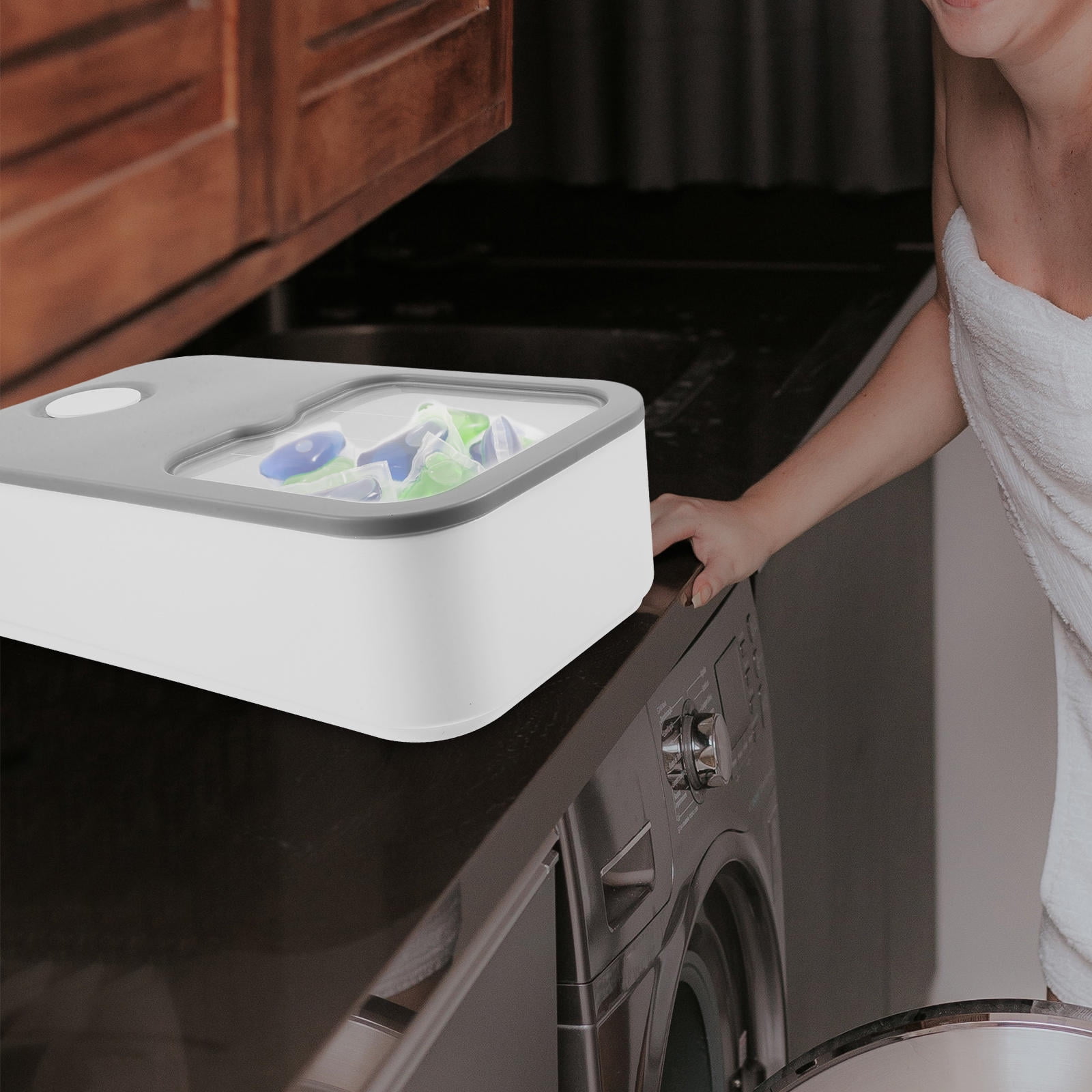 HEMOTON Laundry Detergent Rack with Sliding Lid for Home Use Made of ...