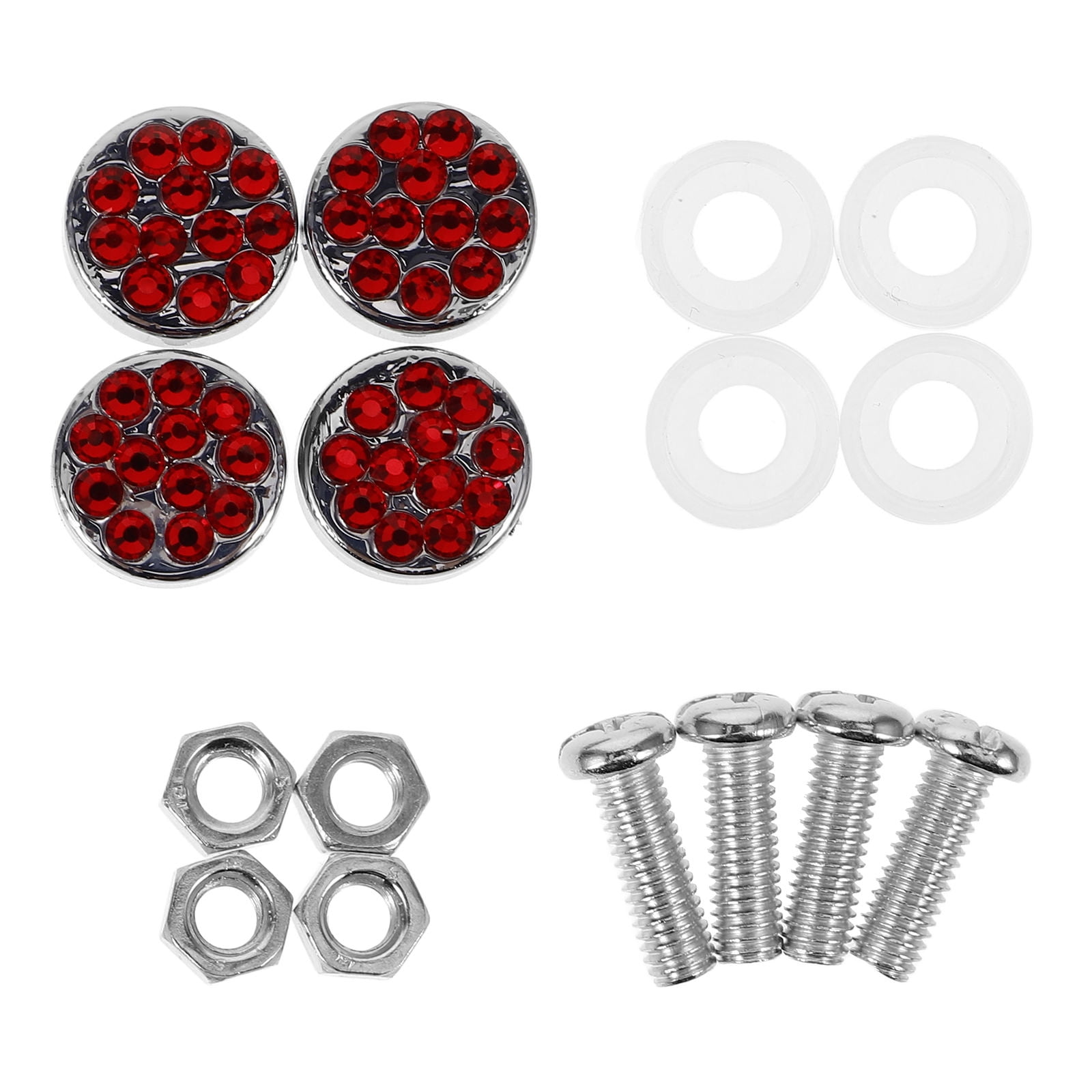 HEMOTON License Plate Screw Car Number Screws and Caps Retainers Red ...