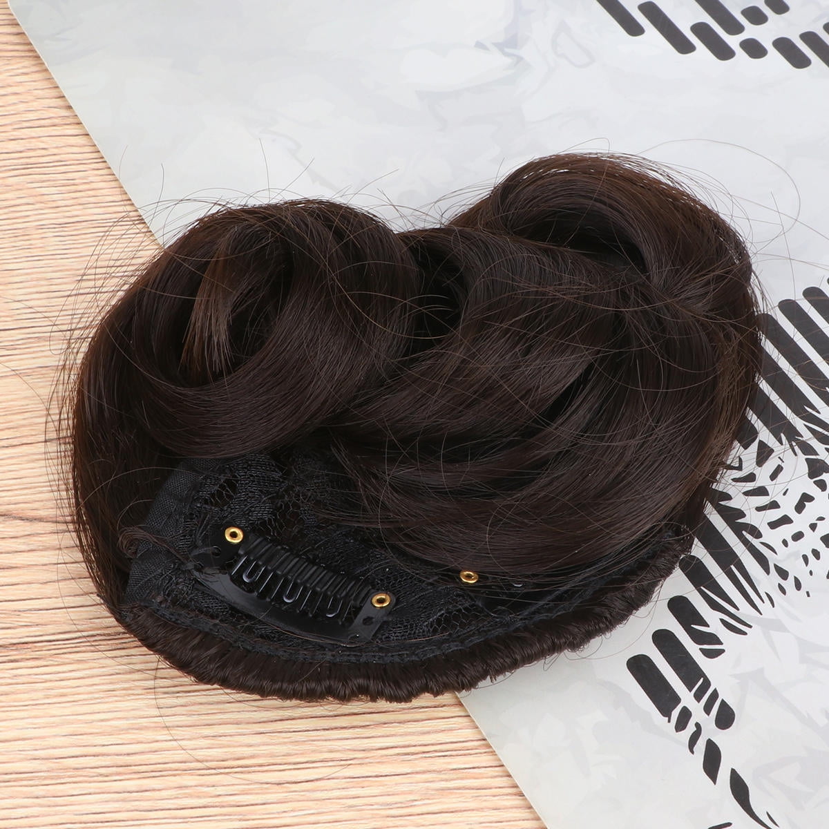 HEMOTON Long Wig Bang Bun Hair Extensions Bangs Toppers for Women Women ...