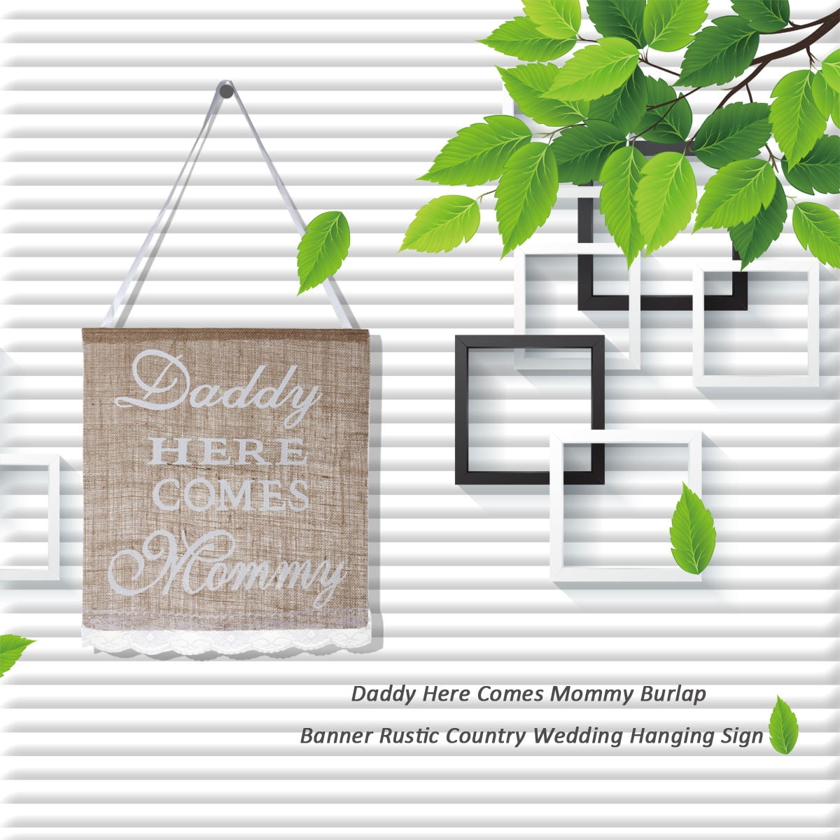 DEEPCRAFF Rustic Wedding Signs Burlap Square Flags 1Set 17.3x16.1x0.1in ...