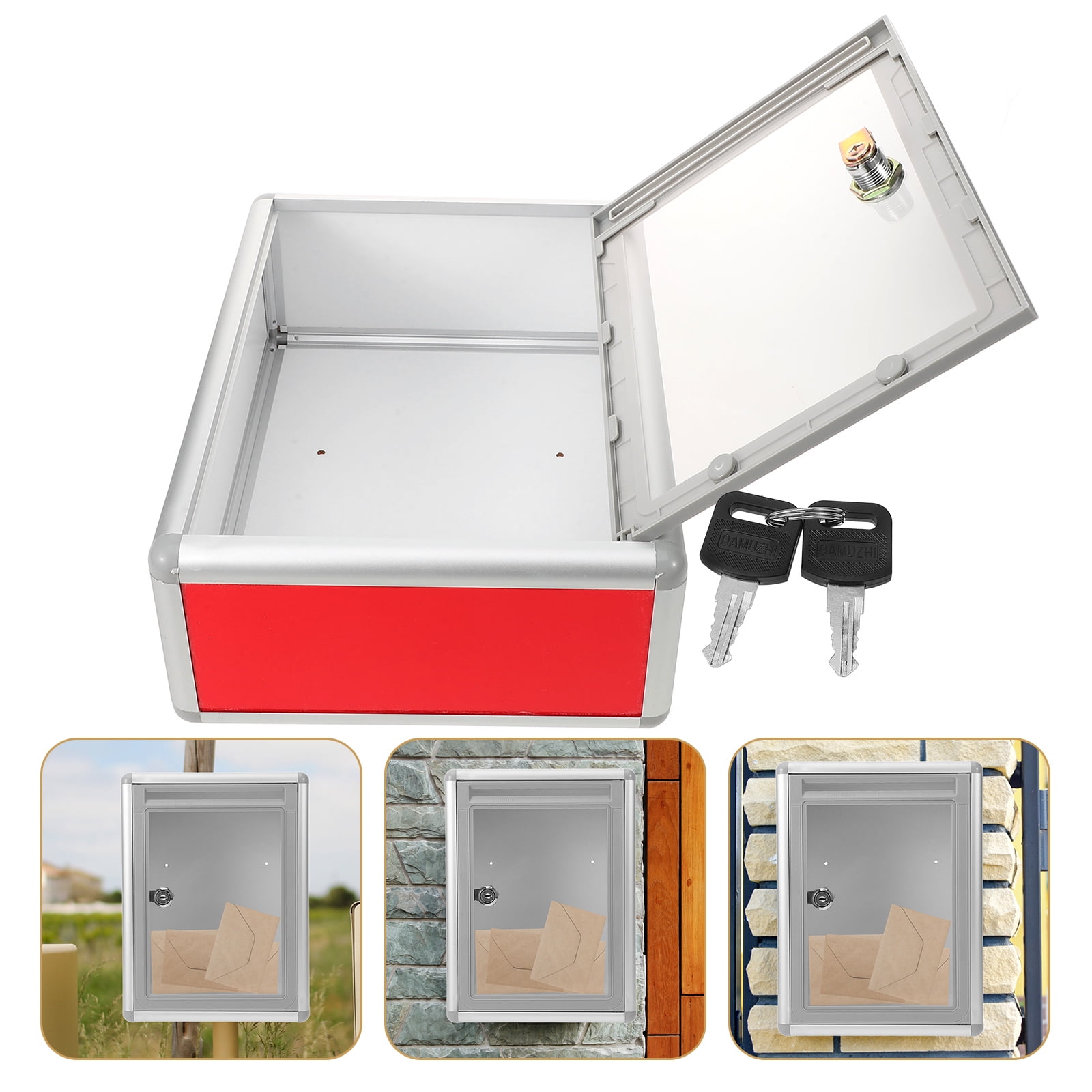 HEMOTON Mailbox Wall Mount Holder Email with Lock Staff Office ...