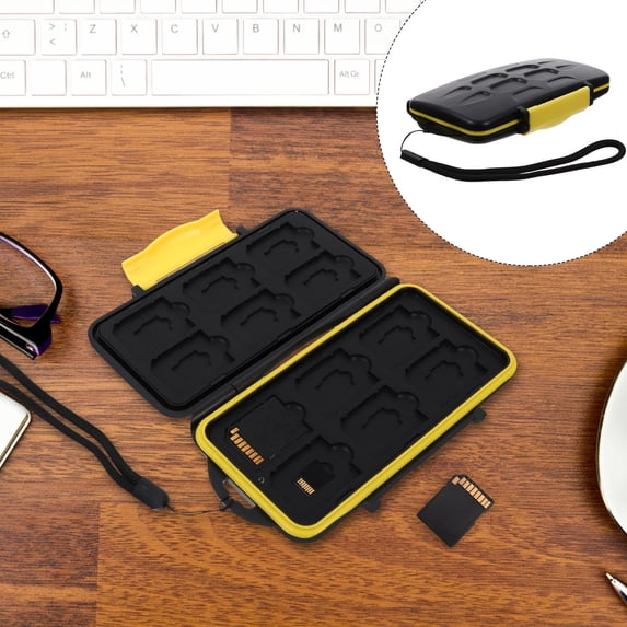HEMOTON Yellow Memory Card Case with Labels, Holder for Camera Cards ...