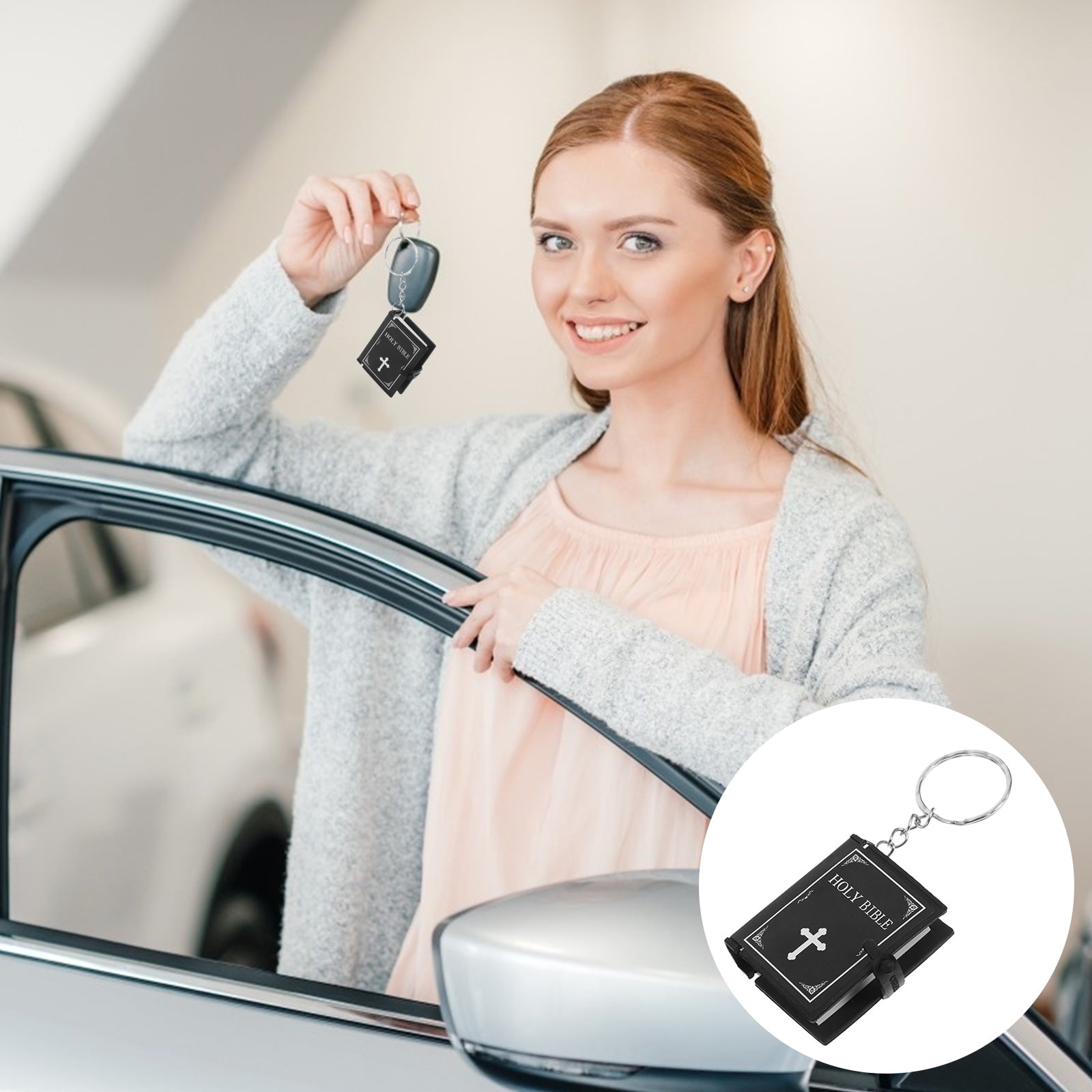 HEMOTON Mini Bible Keychain Black Religious Gifts for Hanging Keys ...