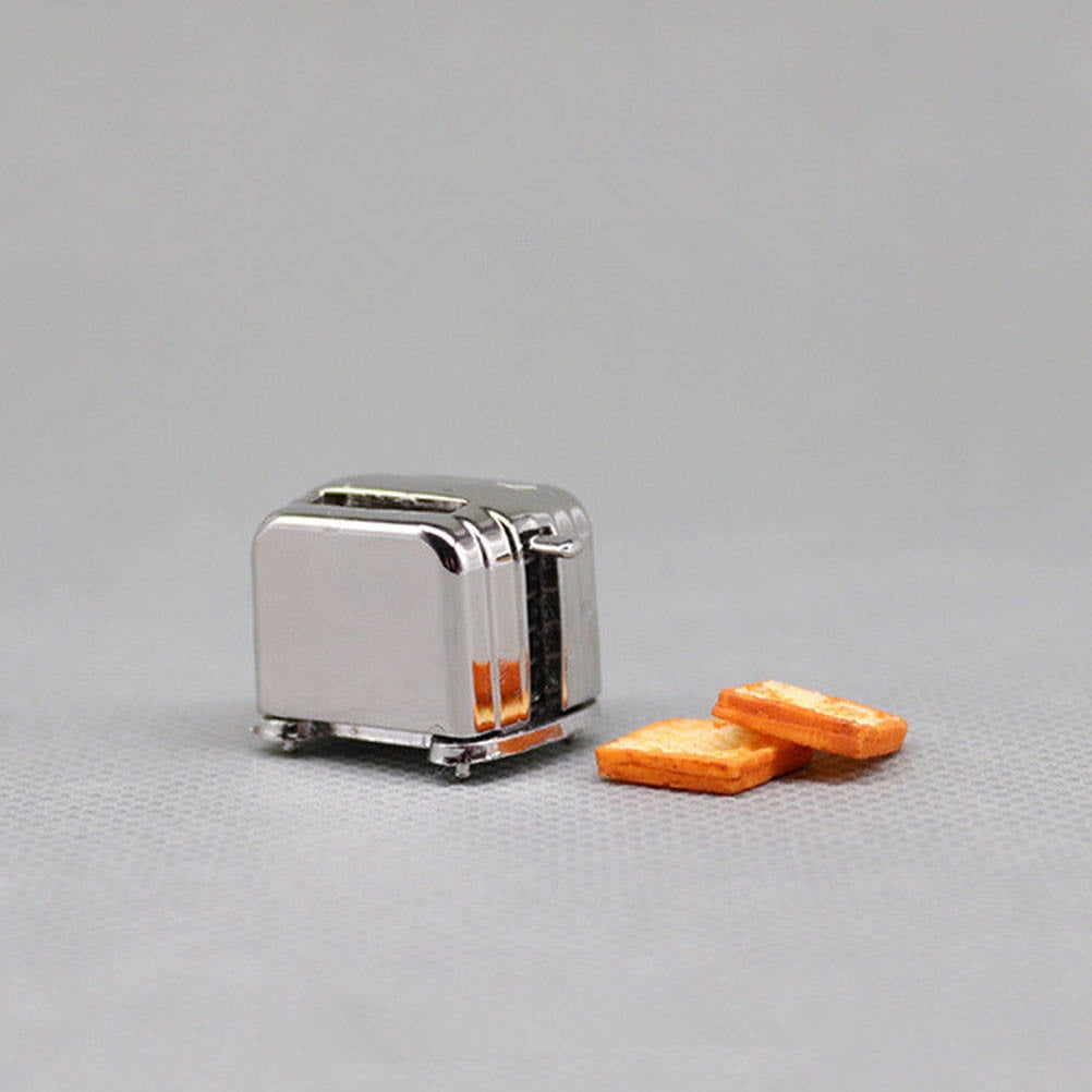 HEMOTON Mini Bread Machine Miniature Alloy Toaster 1 Set House ...