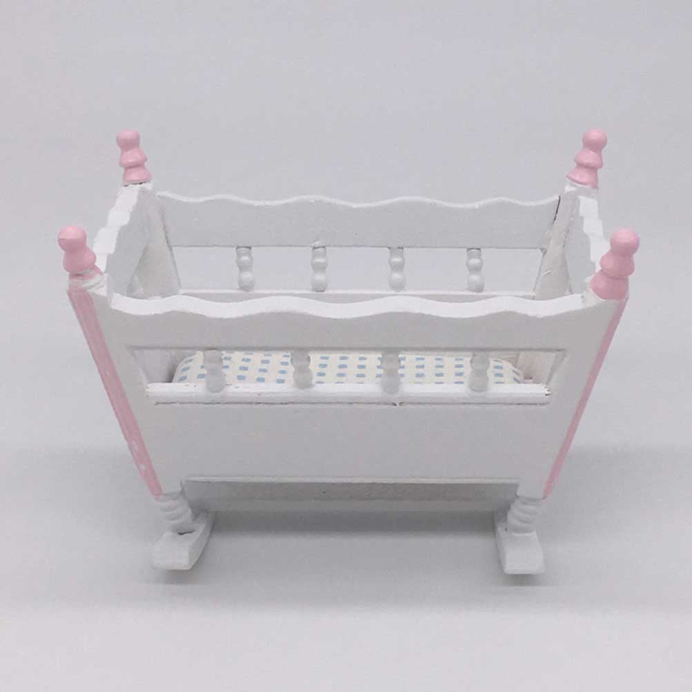 HEMOTON Mini House Cradle Model Mini Wooden Cradle Furniture Miniature ...