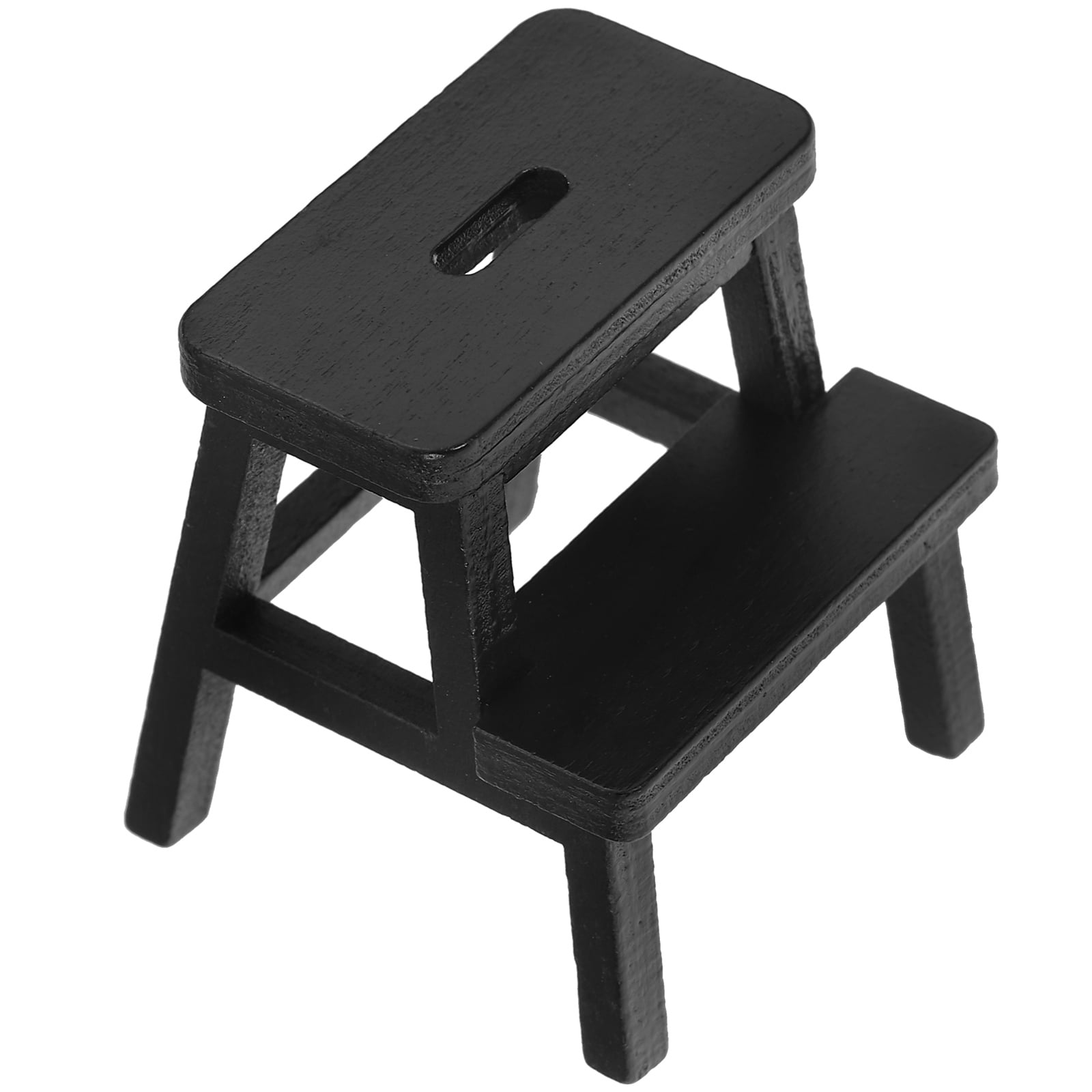 HEMOTON Miniature Wood Stool for Doll House Furniture Black Mini ...