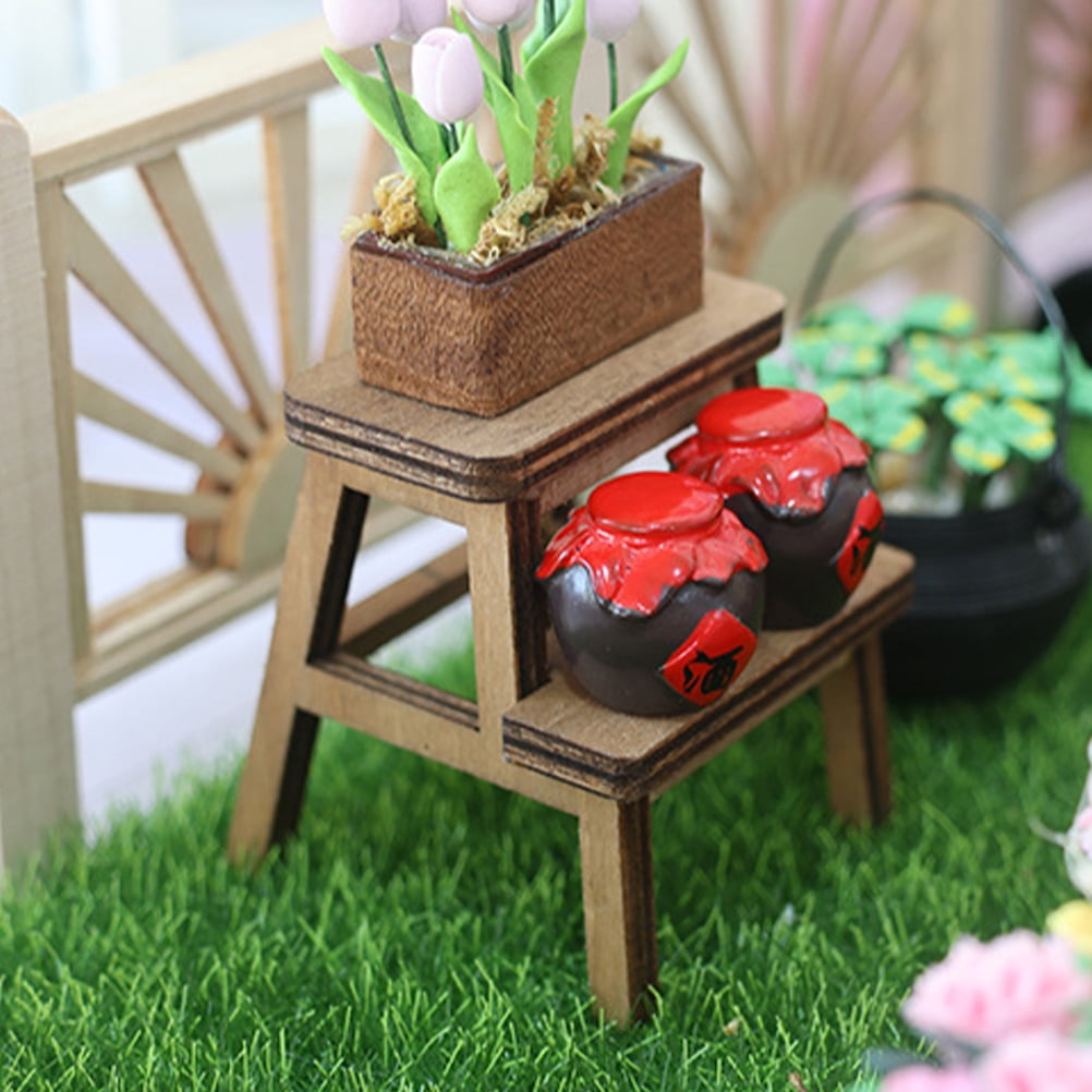 DEEPCRAFF Dollhouse Miniature Wooden Stool 1Pcs 1.8in 1.6in 1.5in ...
