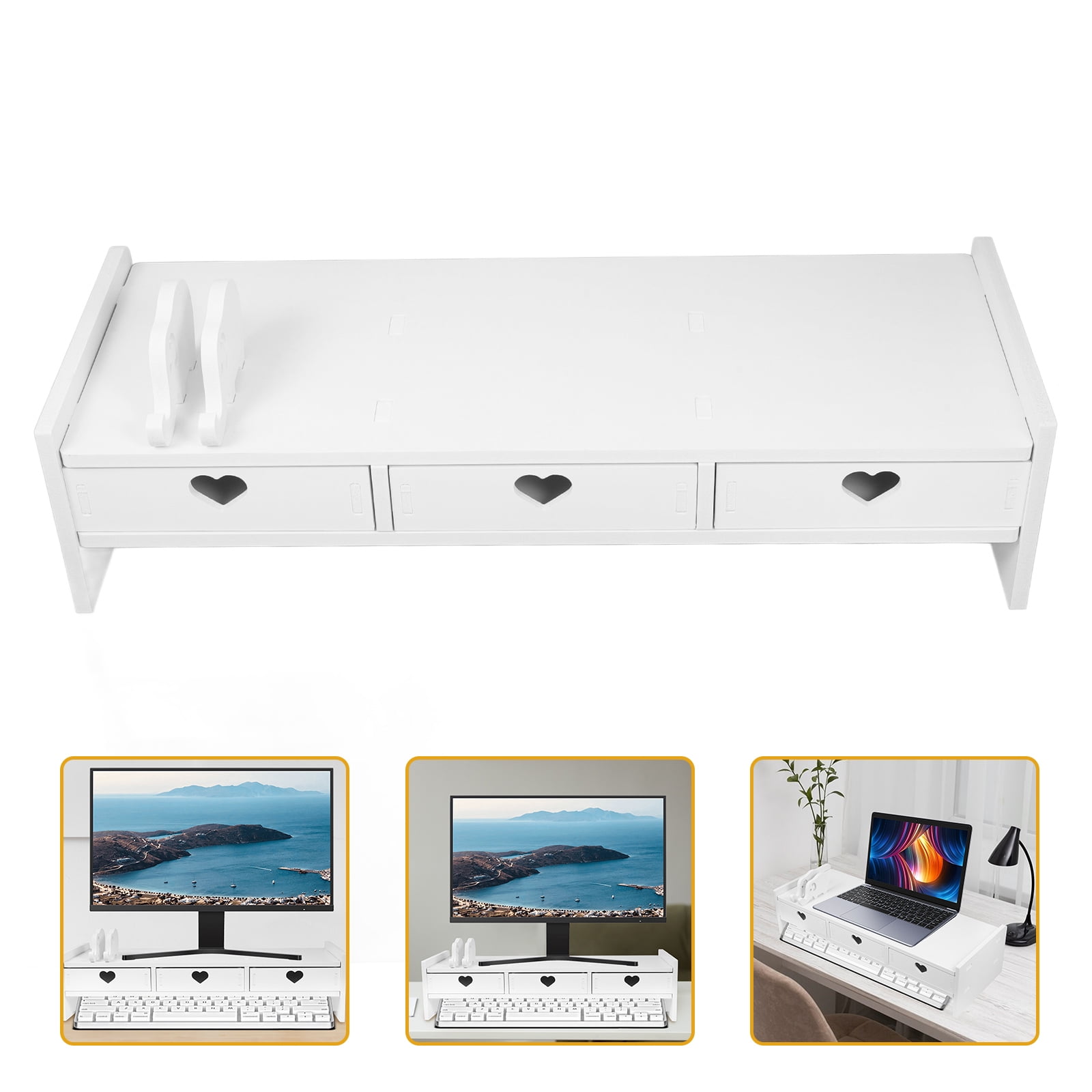 HEMOTON Monitor Riser Keyboard Storage Rack Office Student - Walmart.com