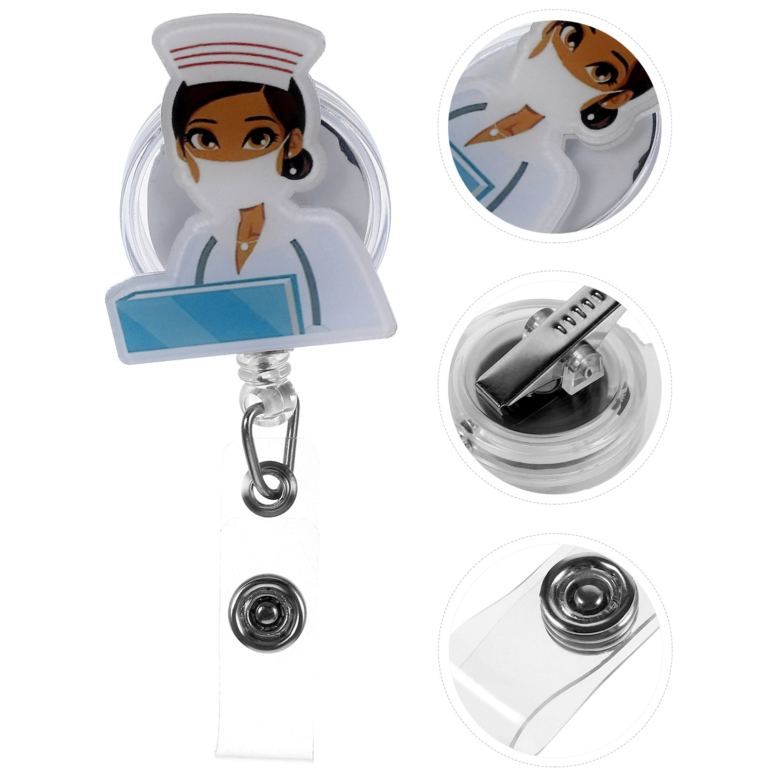 HEMOTON Multi Function Badge Holder 1Pcs White Acrylic Name Badge Clip ...