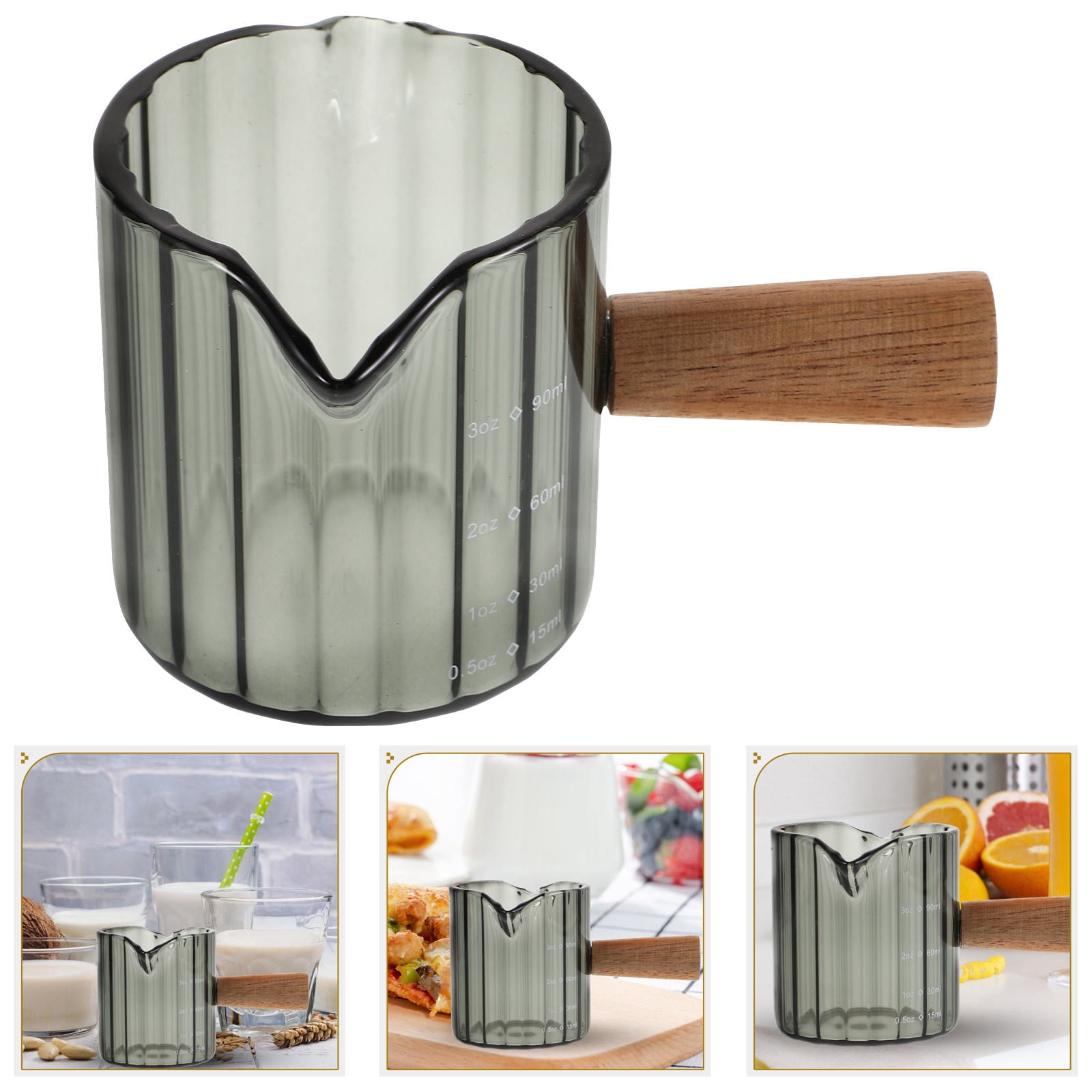 HEMOTON Multi Glass Espresso Cup with Wood Handle Dual Spout for ...