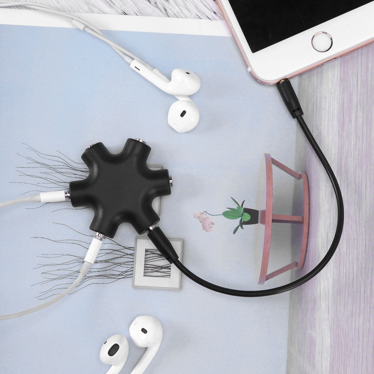 HEMOTON Multi Headphone Audio Splitter Way Connector Adapter - Walmart.com