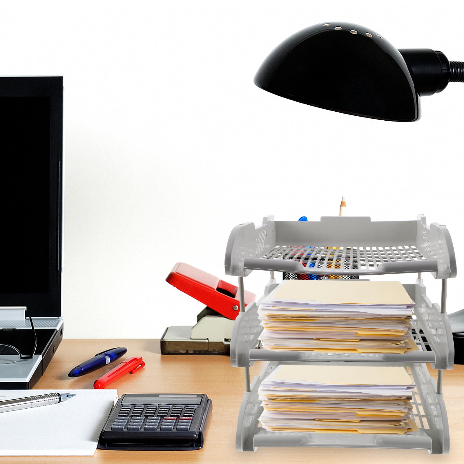 HEMOTON Office Desktop Magazine Organizer -tier Paper Tray - Walmart.com