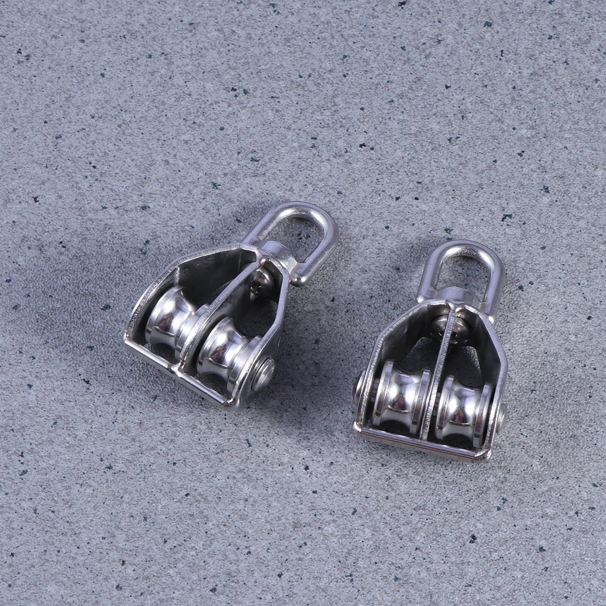 HEMOTON One Pair of Stainless Steel Dual Wheel Swivels Pulleys Block ...