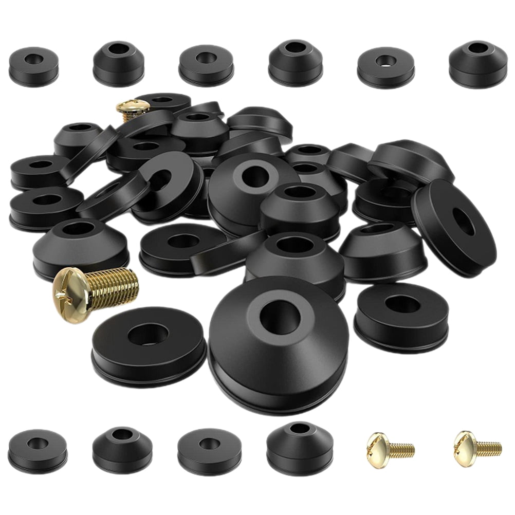 HEMOTON Faucet Repair Accessory 48Pcs Flat Washers Black Silicone ...