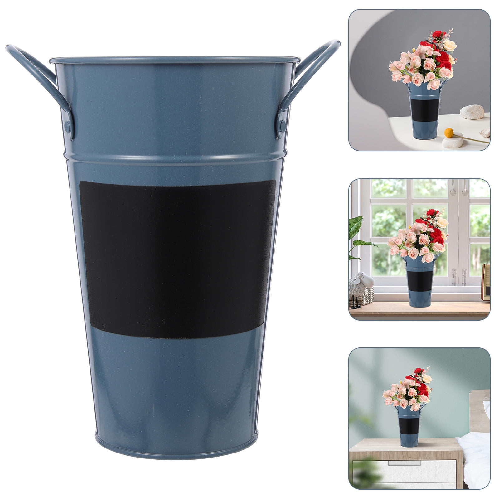 HEMOTON Outdoor Plant Pot Galvanized Floral Bucket Tabletop Decoration ...