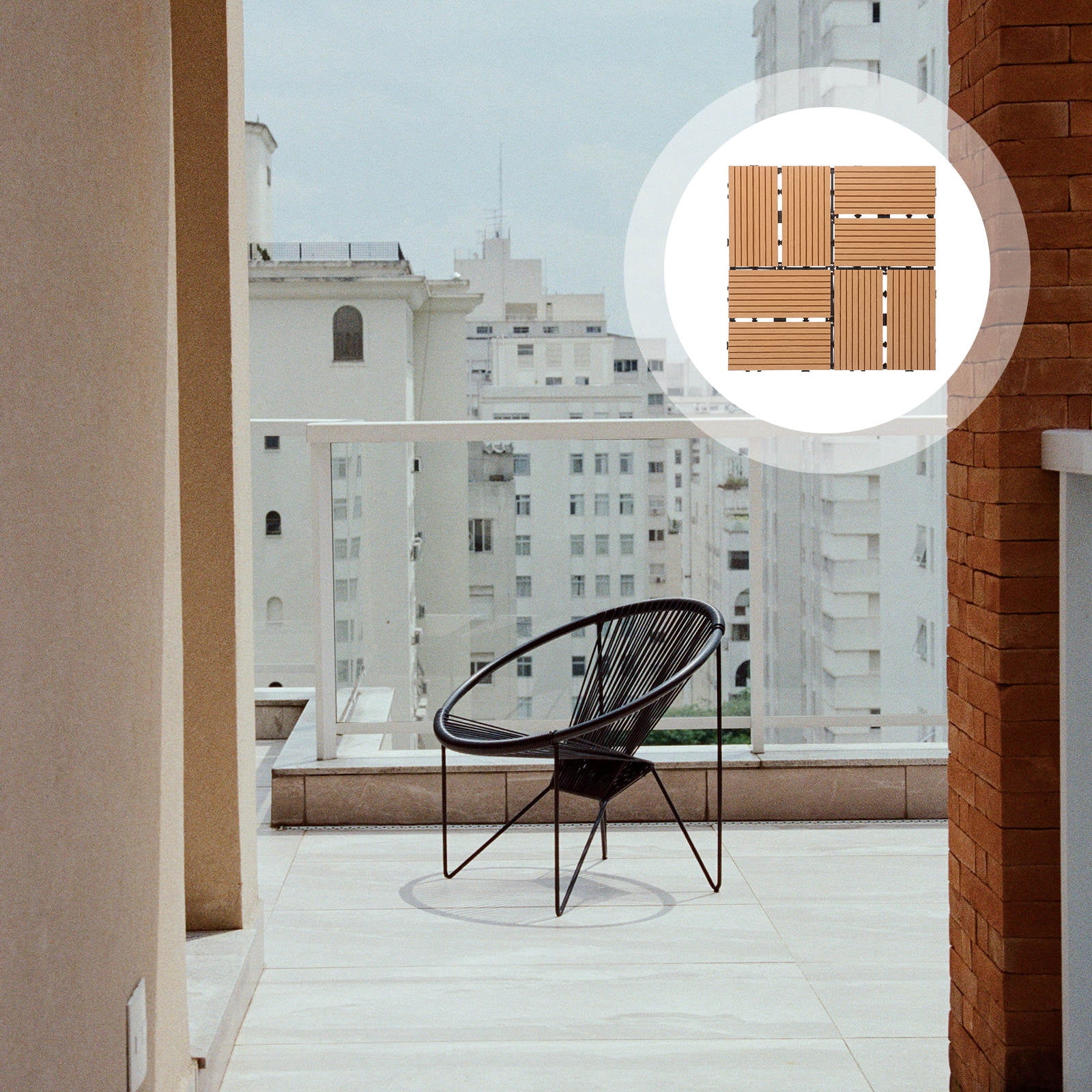 HEMOTON Outdoor Tile for Patio Flooring Deck Interlocking Balcony Tiles ...