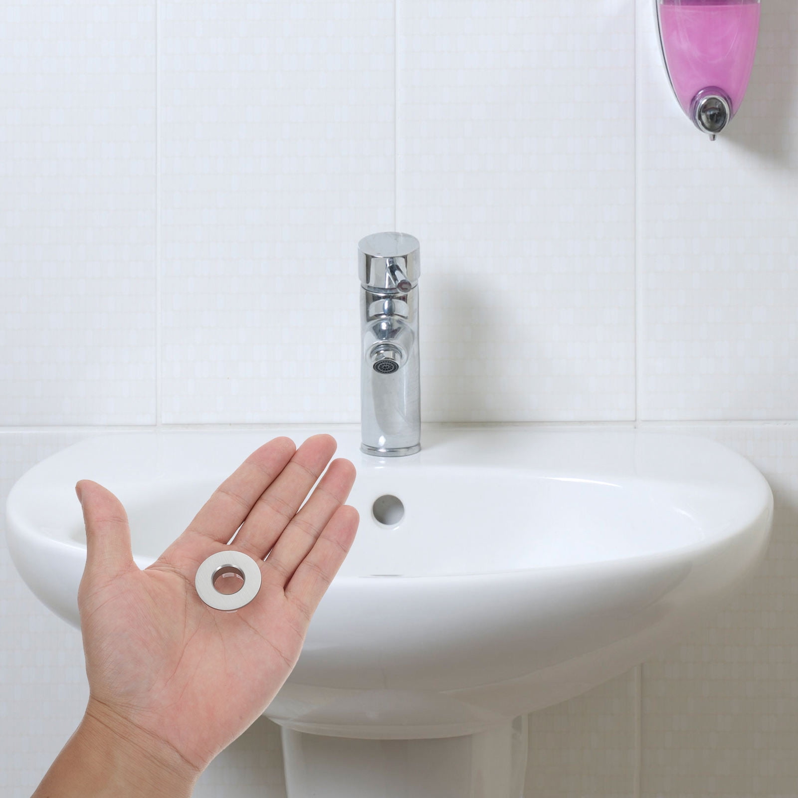 HEMOTON Overflow Ring Overflow Cover Bathroom Basin Sink Round Hole Cap ...