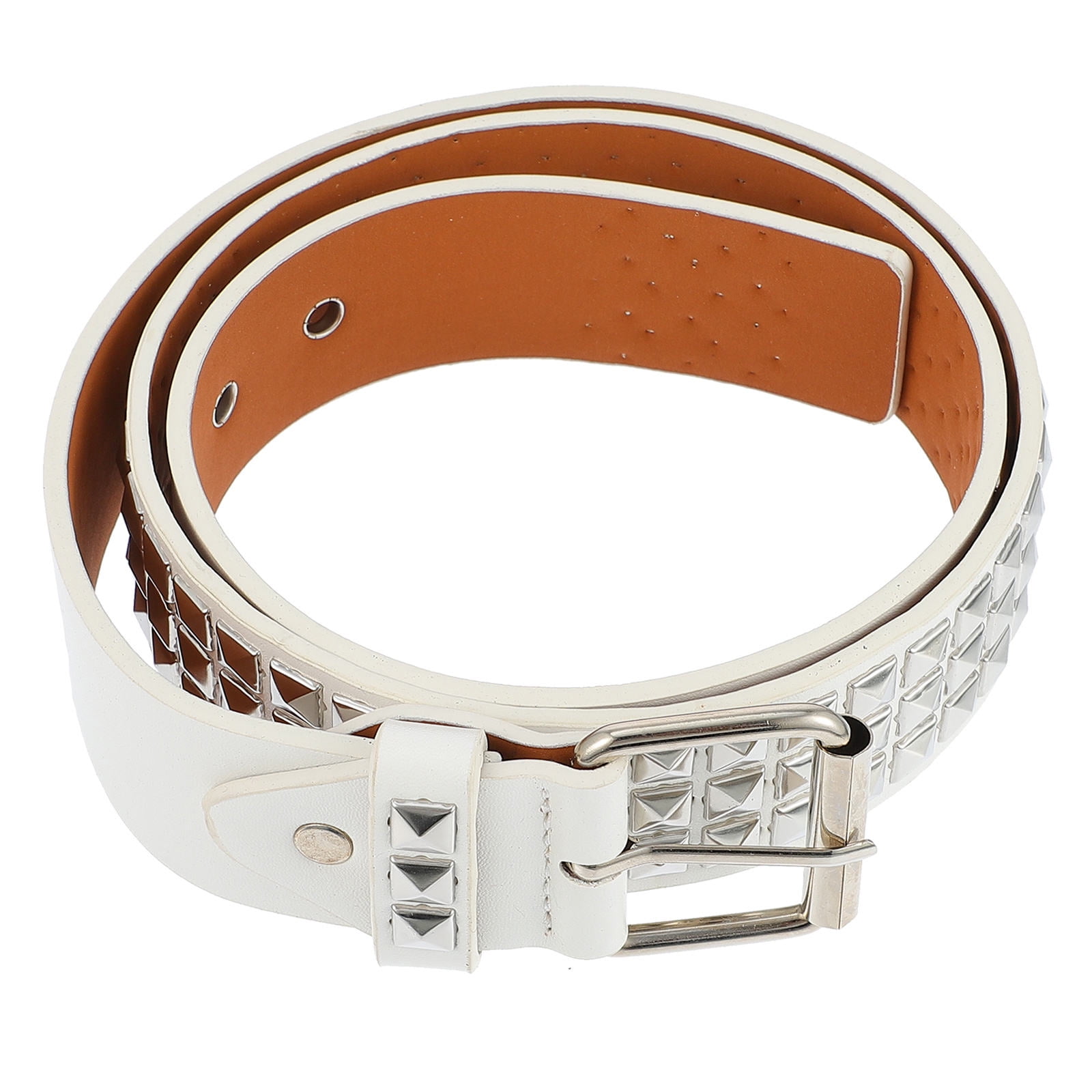 HEMOTON PU Leather Belt Buckle Ratchet for Men Miss and Women White ...