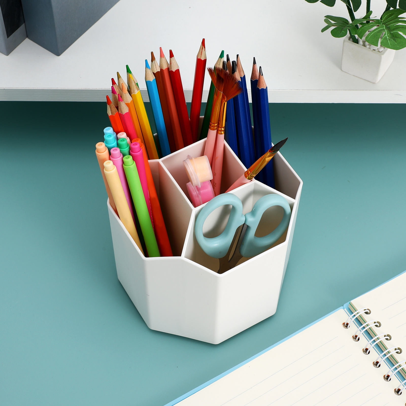 HEMOTON Pencil Cup Rotating Pencil Organizer Marker Holder Crayon ...