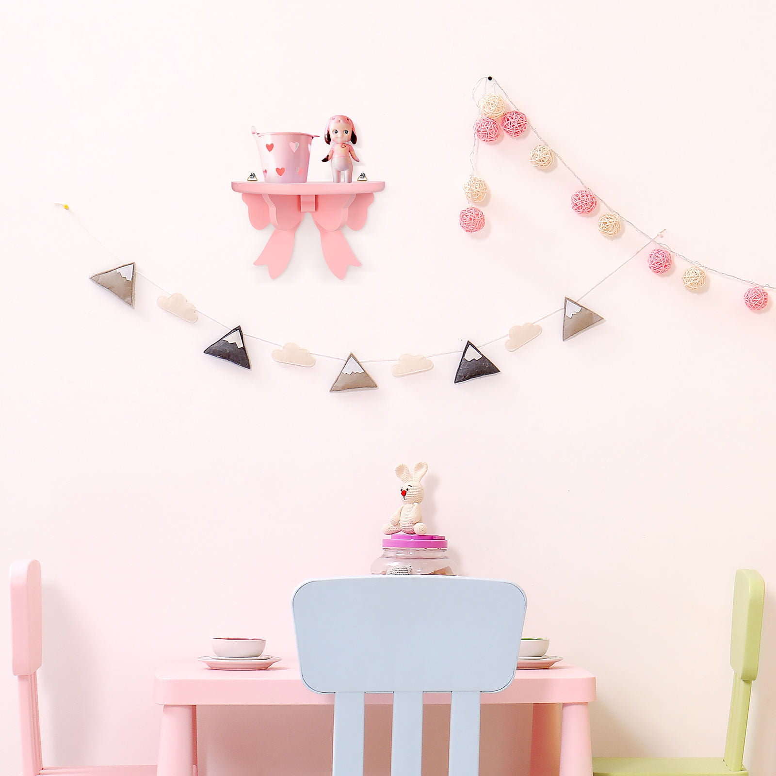 HEMOTON Pink Floating Shelves Wooden Partition Storage Rack - Walmart.com